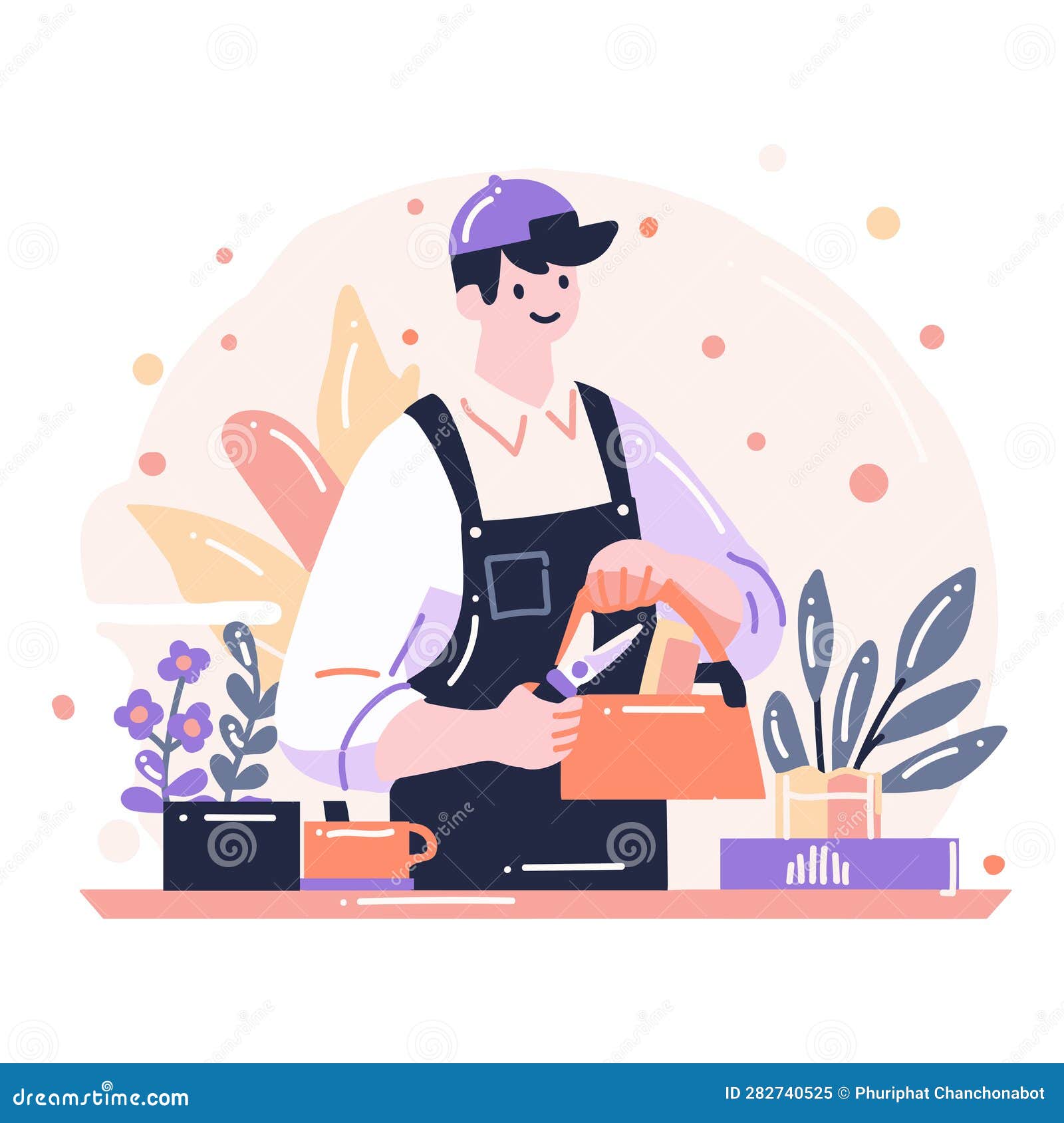 Hand Drawn Carpenter Character in Flat Style Stock Vector ...