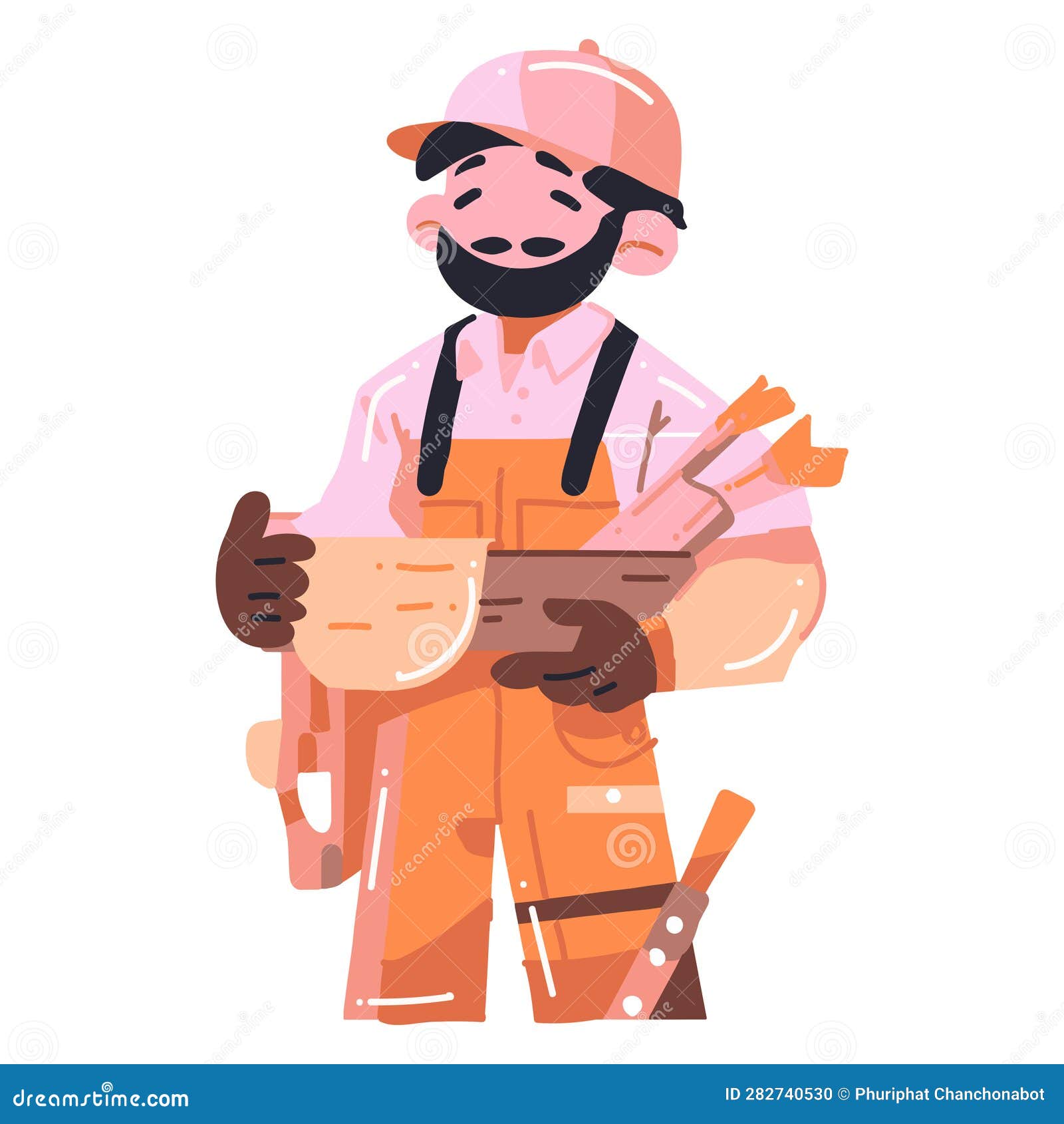 Hand Drawn Carpenter Character in Flat Style Stock Vector ...