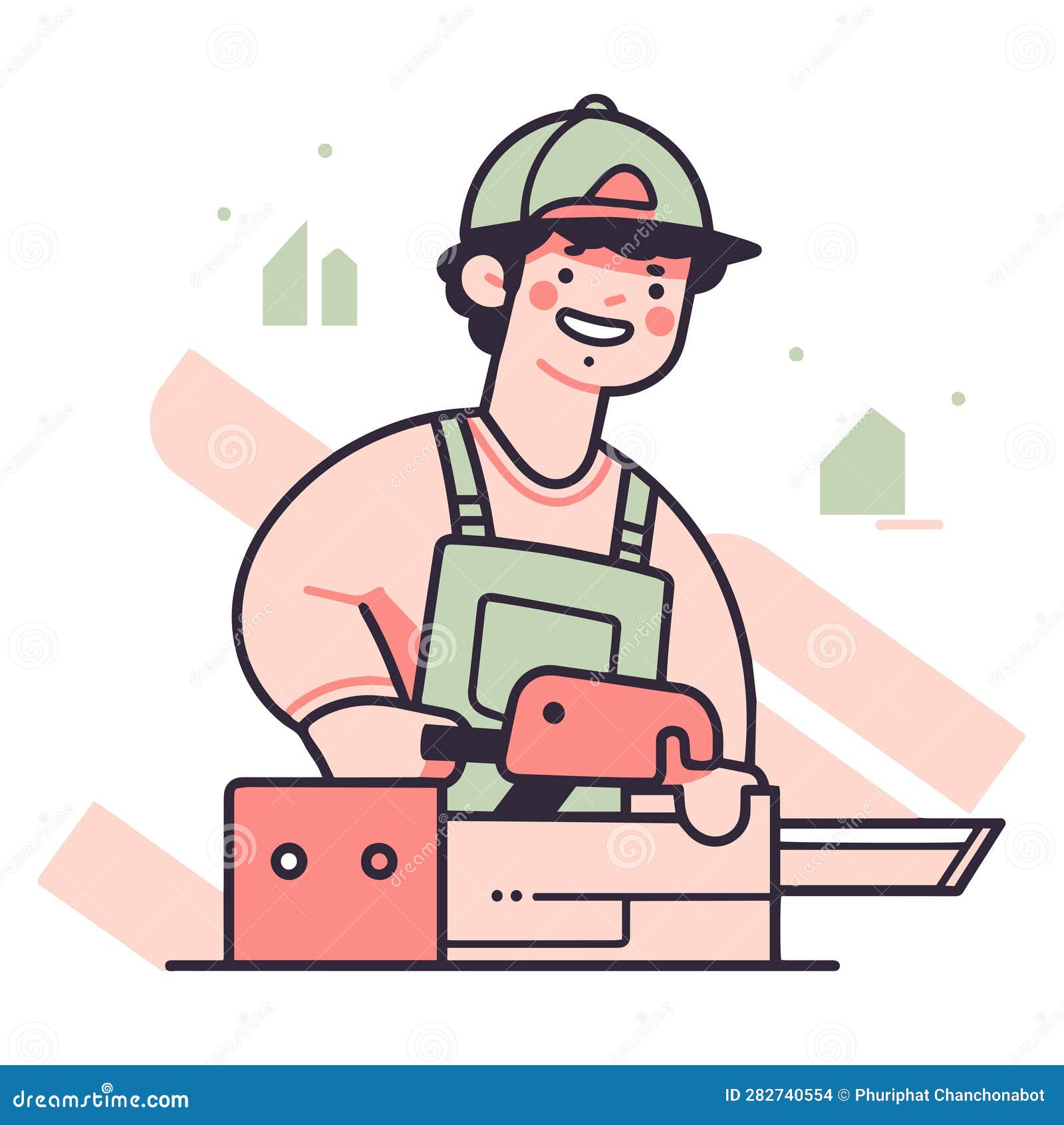 Hand Drawn Carpenter Character in Flat Style Stock Vector ...