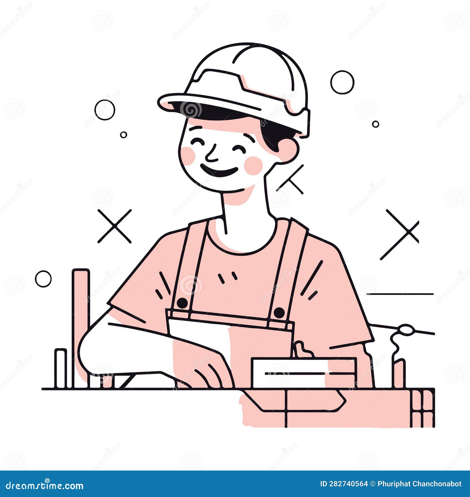 Hand Drawn Carpenter Character in Flat Style Stock Vector ...
