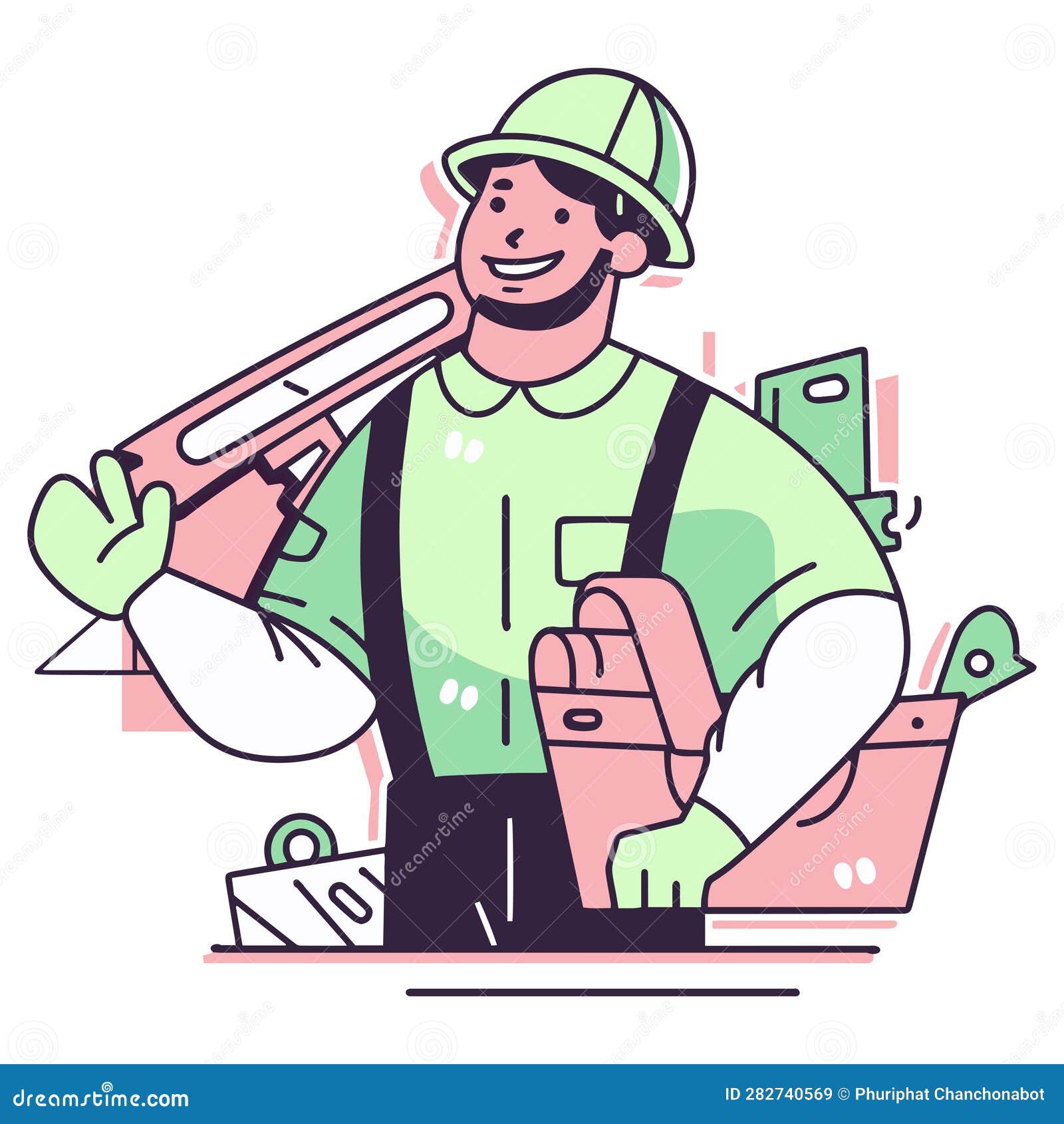 Hand Drawn Carpenter Character in Flat Style Stock Vector ...