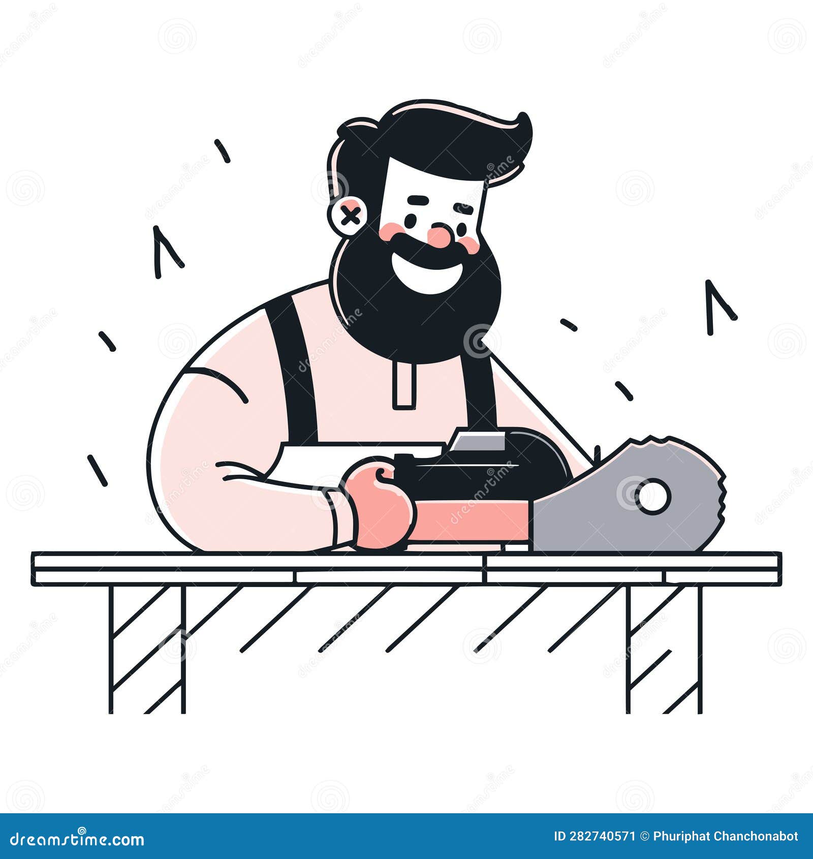 Hand Drawn Carpenter Character in Flat Style Stock Vector ...