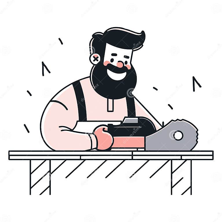 Hand Drawn Carpenter Character in Flat Style Stock Vector ...