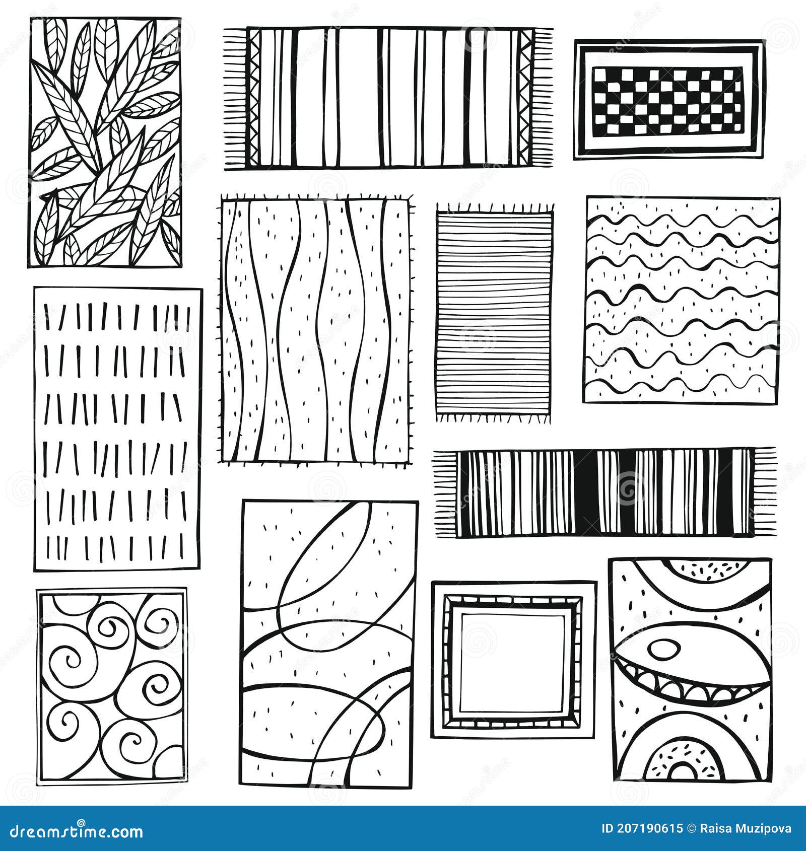 Hand Drawn Carpets . Vector Illustration Stock Vector - Illustration of ...