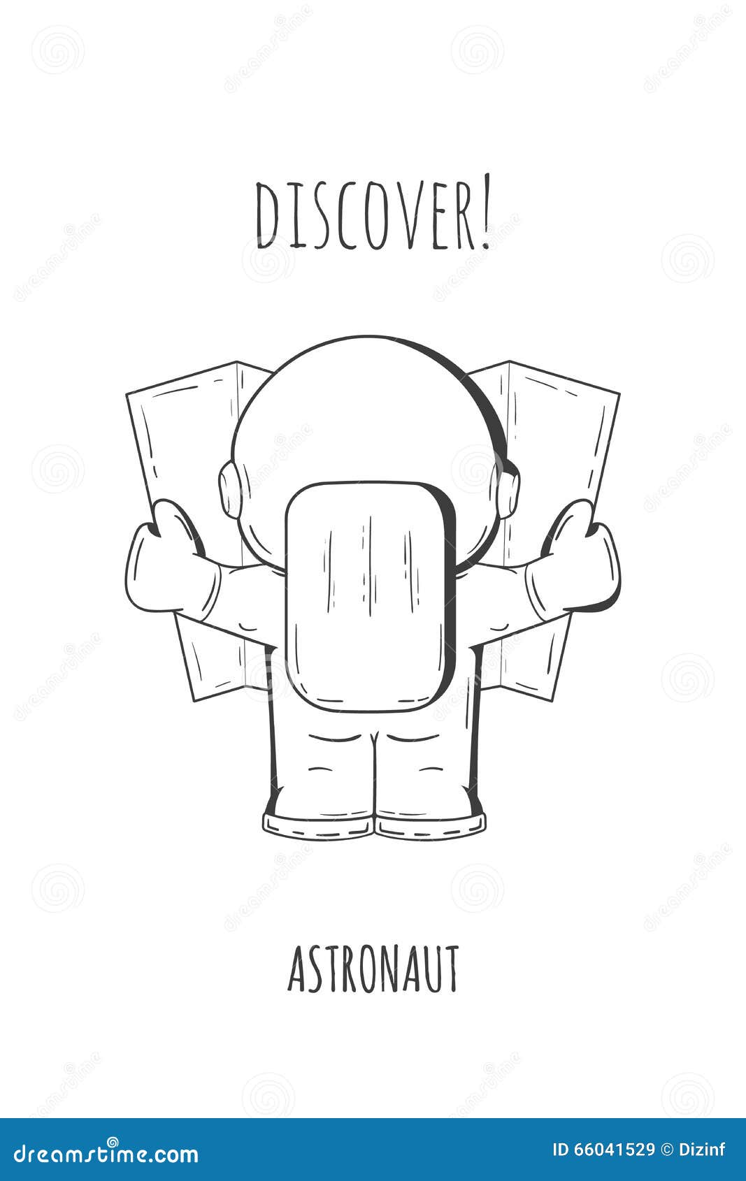 Hand Drawn Cartoon Astronaut In Spacesuit Back View. Line Art Cosmic ... Hand Drawn Cartoon Astronaut In Spacesuit Back View. Line Art Cosmic ...