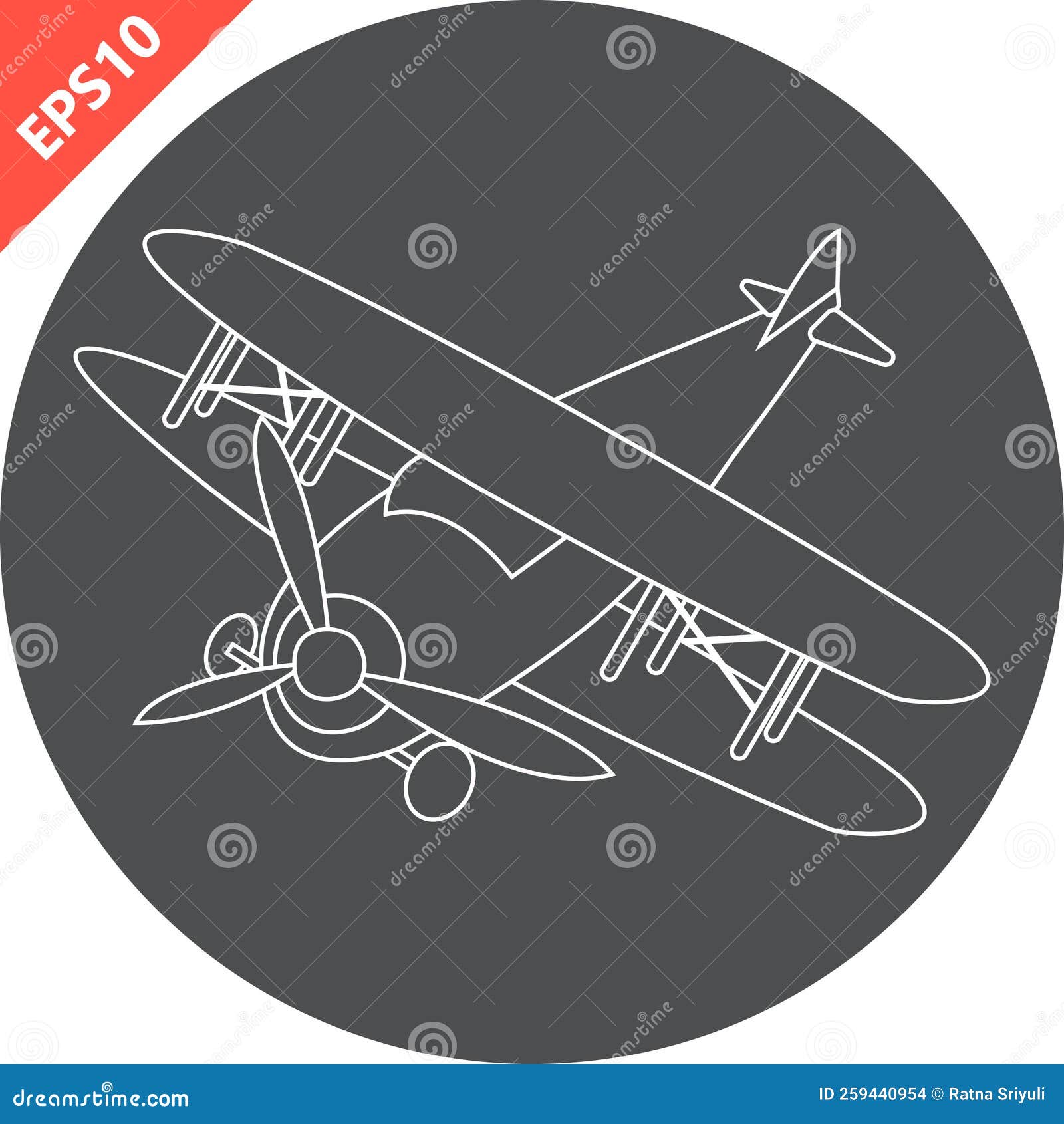 Hand Drawn Cartoon Biplane Design Vector Icon Flat Isolated ...