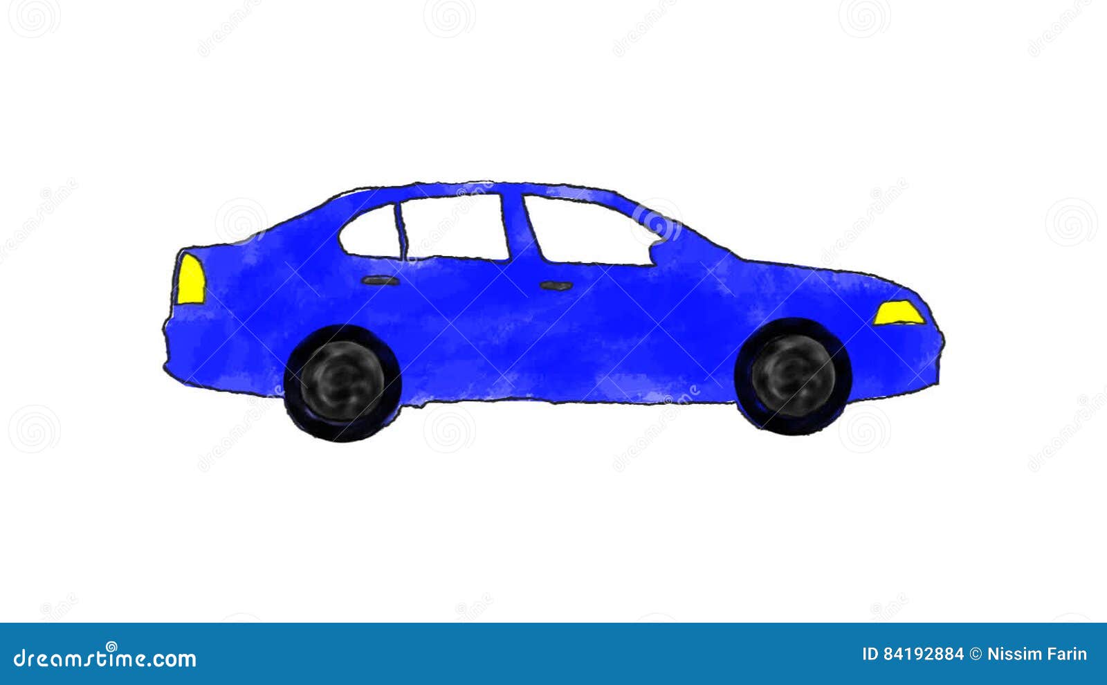 Hand Drawn Cartoon Blue Car Driving in a Loop in Alpha Channel Stock ...