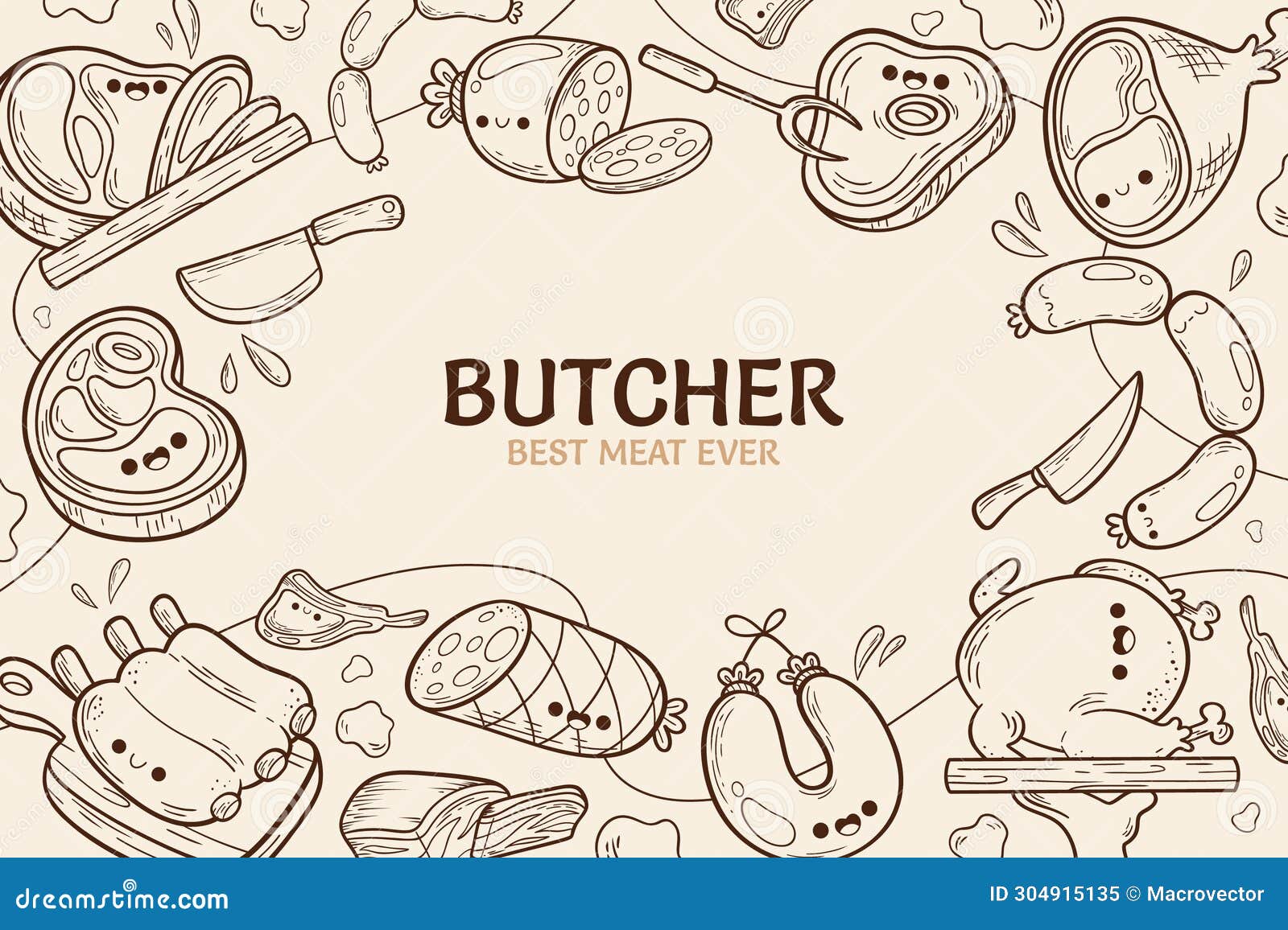 Cartoon Butchery Meat Set Vector Illustration | CartoonDealer.com #64108110