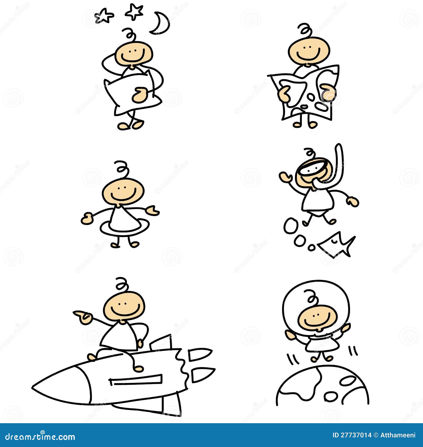 Hand-drawn Cartoon Character Stock Illustration - Illustration of happy ...