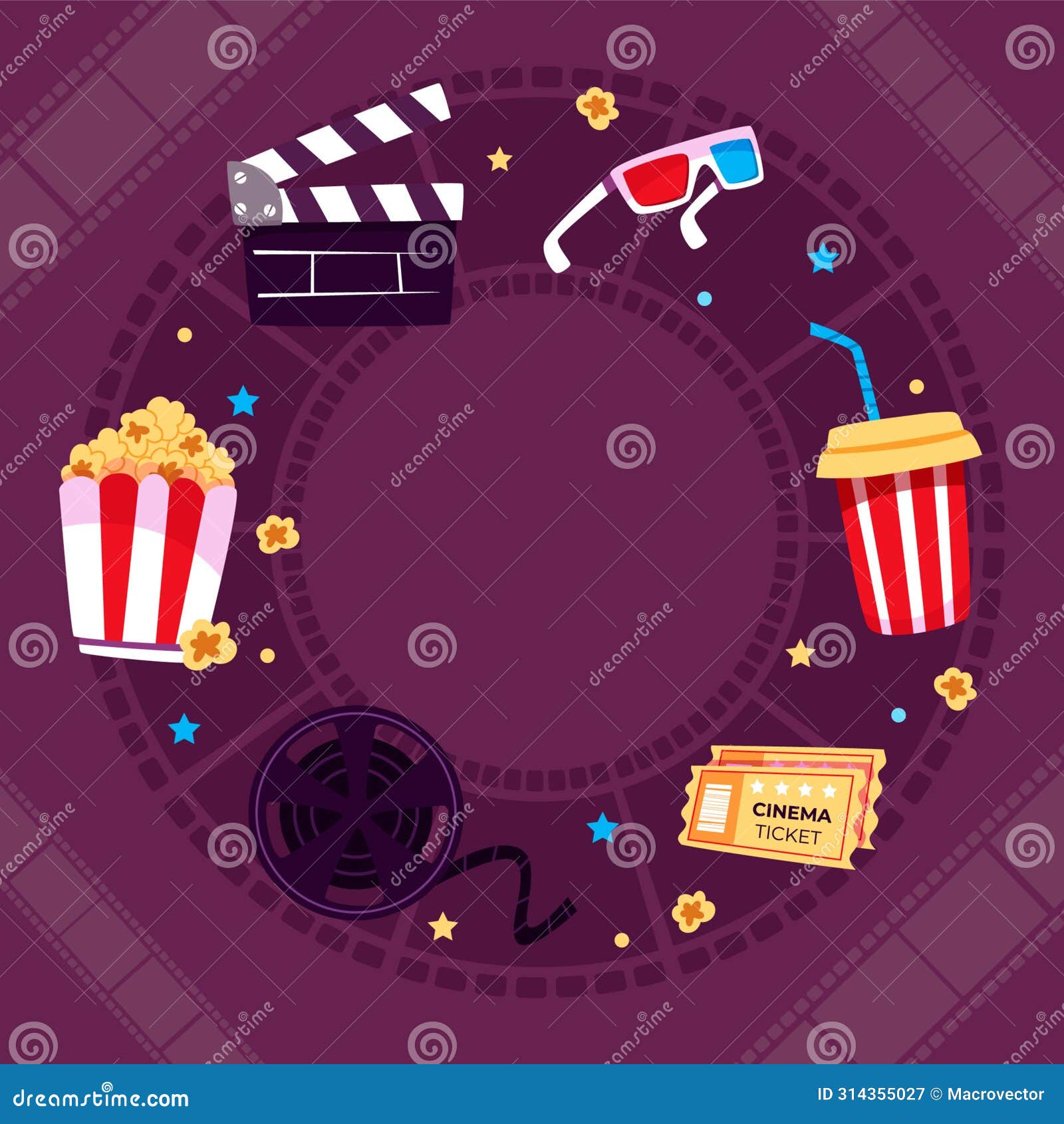 Hand Drawn Cartoon Cinema Frame Stock Illustration - Illustration of ...