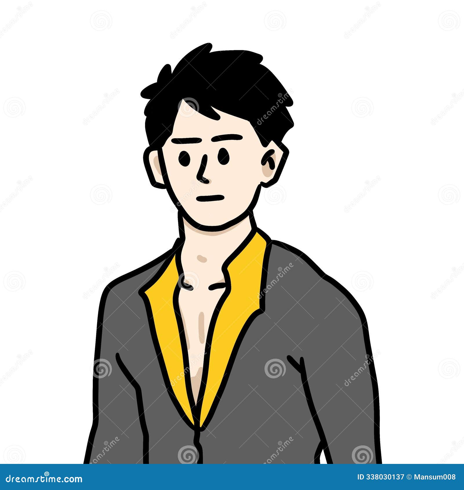 Hand Drawn Cartoon of Cool Man Stock Illustration - Illustration of ...