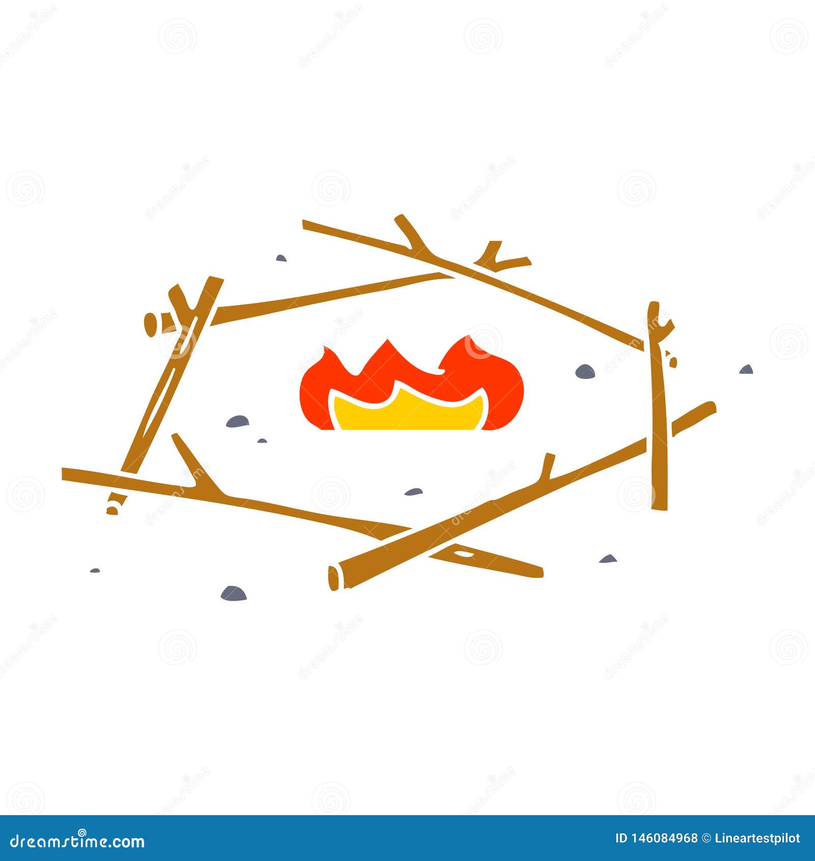 Hand Drawn Cartoon Doodle of a Camp Fire Stock Vector - Illustration of ...