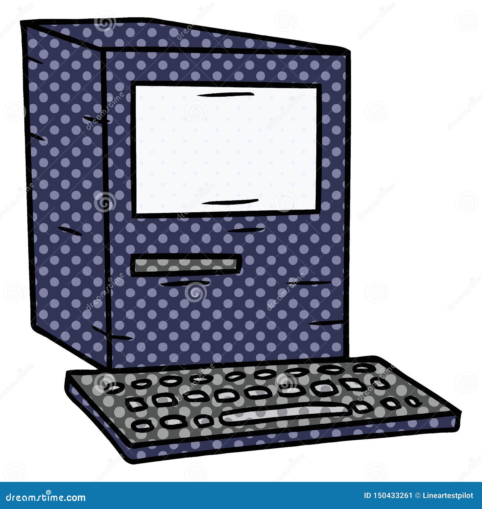 Hand Drawn Cartoon Doodle of a Computer and Keyboard Stock Vector ...