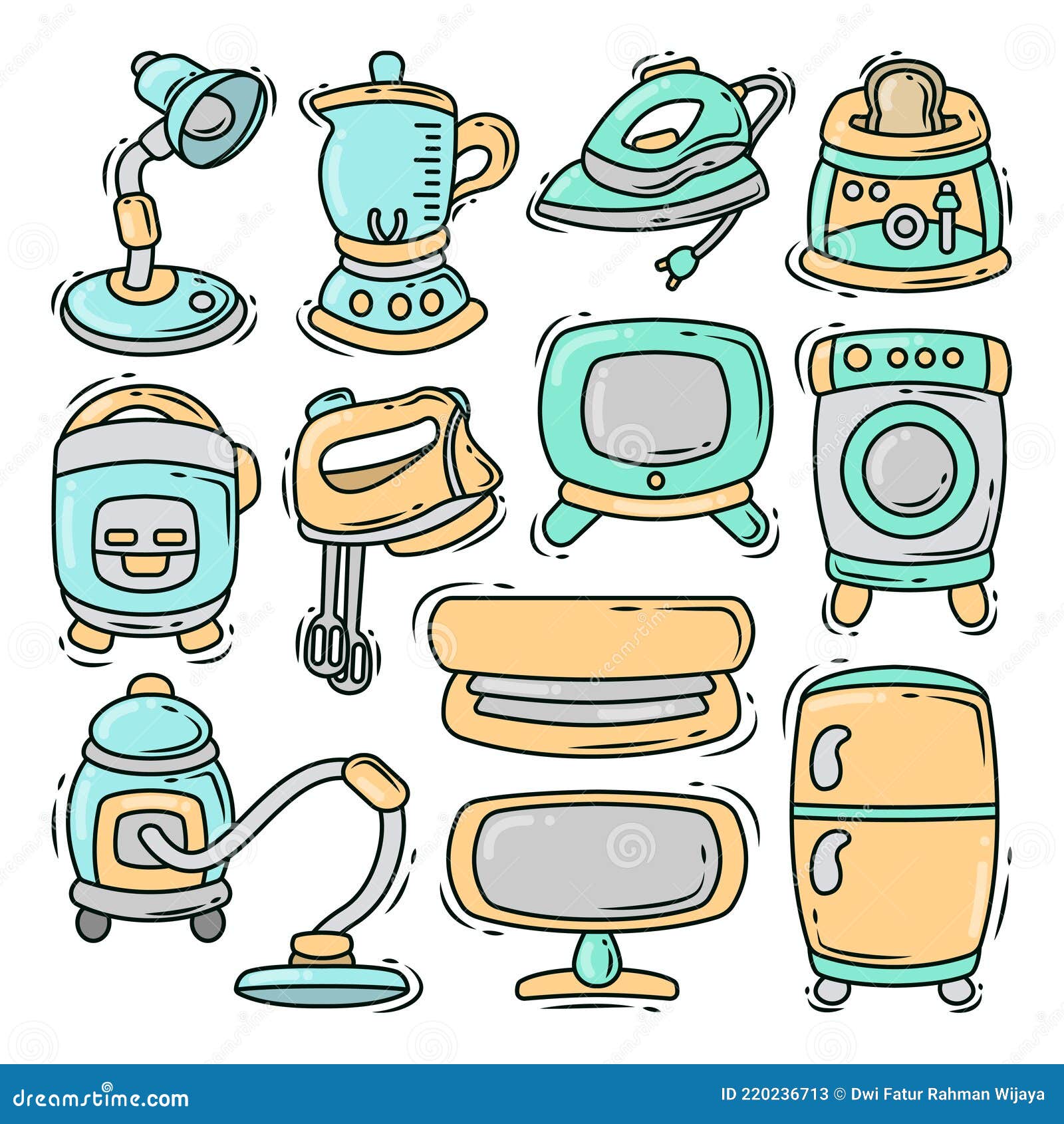 Hand Drawn Cartoon Doodle Electronic Tool Bundle Stock Vector ...