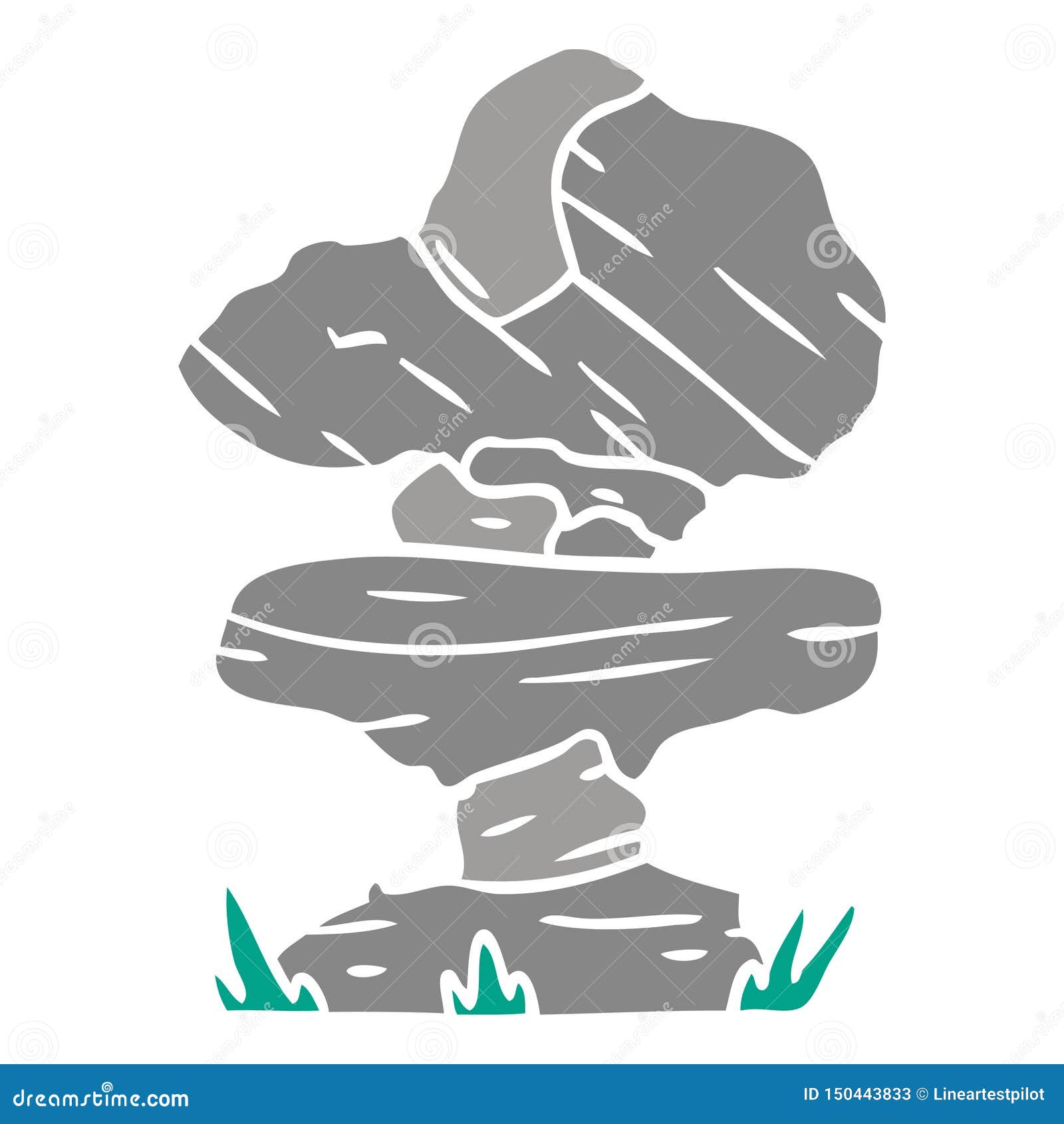 Hand Drawn Cartoon Doodle of Grey Stone Boulder Stock Vector ...