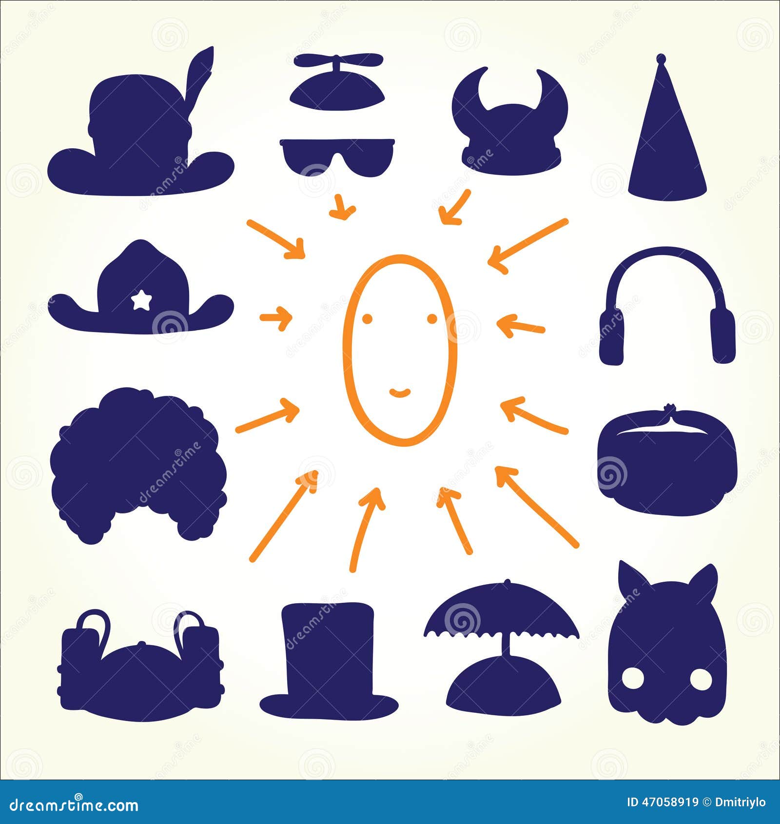 Hand Drawn Cartoon Doodle Hats Stock Vector - Illustration of comic ...