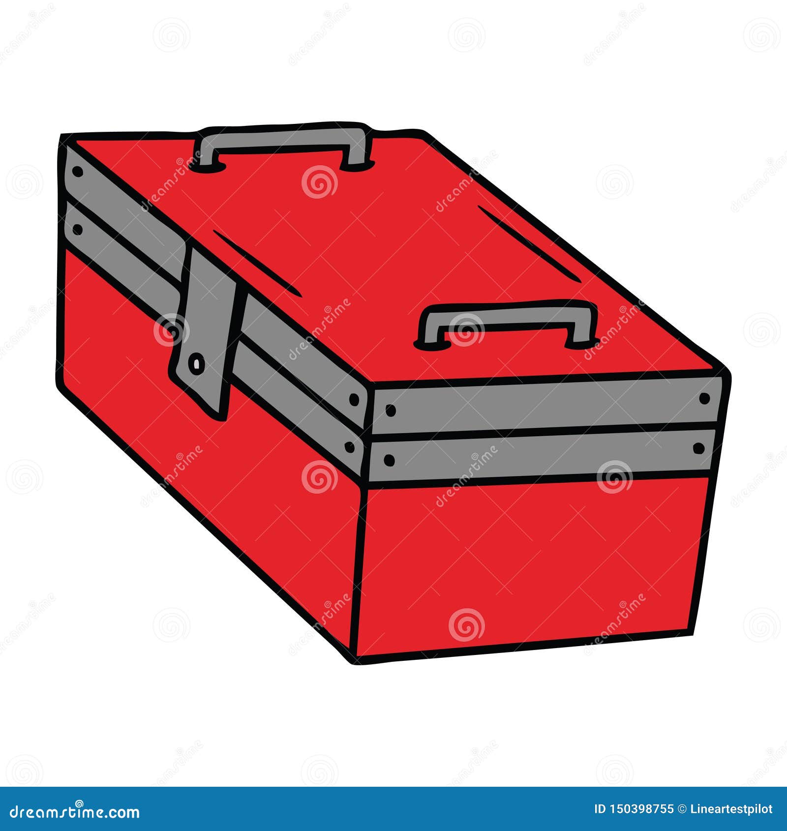 Hand Drawn Cartoon Doodle of a Metal Tool Box Stock Vector ...
