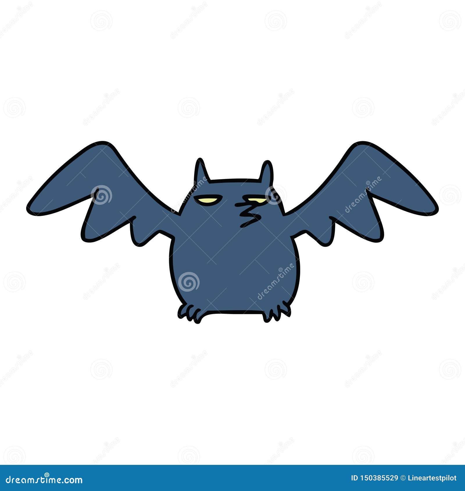 Hand Drawn Cartoon Doodle of a Night Bat Stock Vector - Illustration of ...