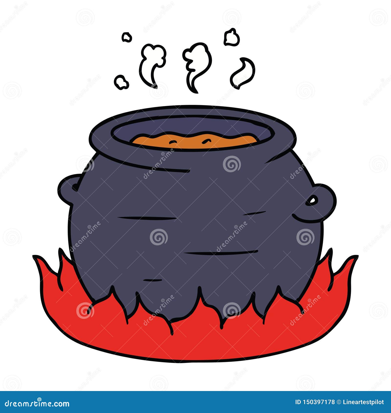 Hand Drawn Cartoon Doodle of a Pot of Stew Stock Vector - Illustration ...