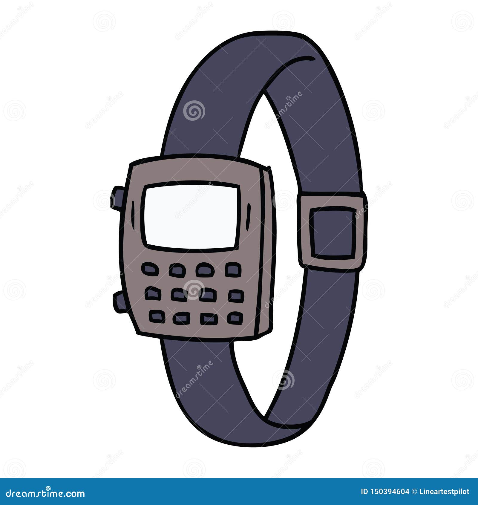 Hand Drawn Cartoon Doodle of a Retro Watch Stock Vector - Illustration ...