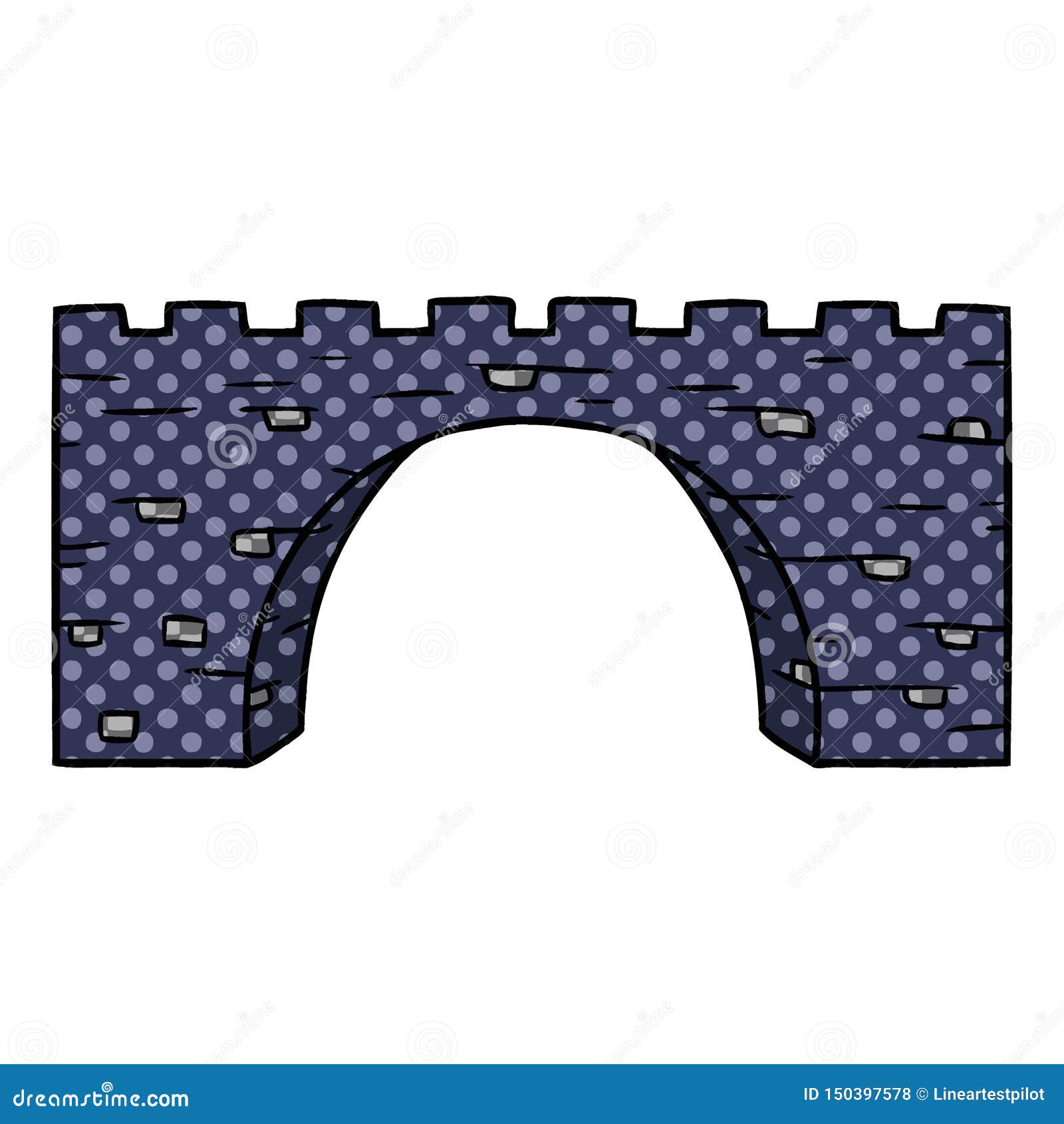 Hand Drawn Cartoon Doodle of a Stone Bridge Stock Vector - Illustration ...