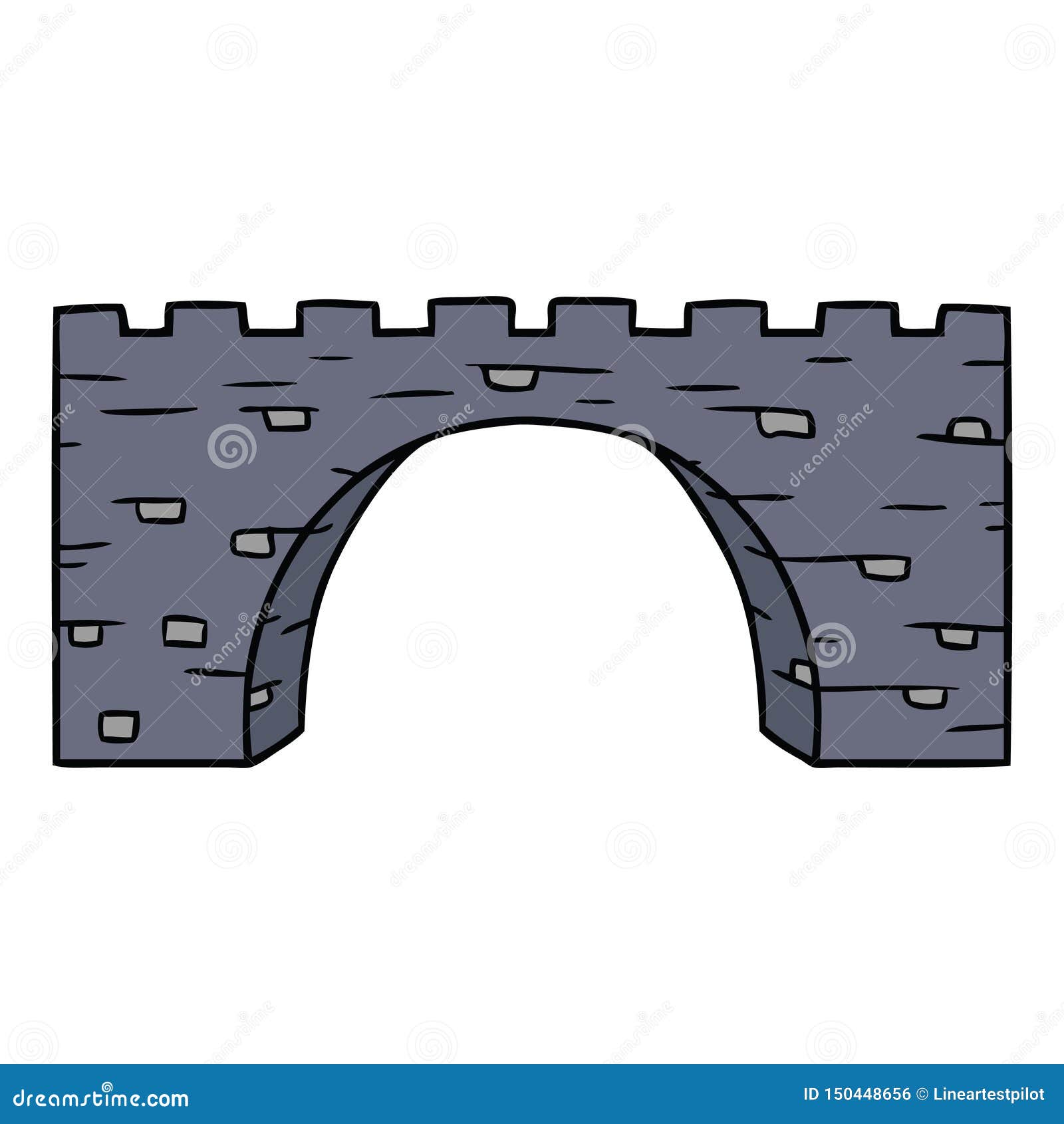 Hand Drawn Cartoon Doodle of a Stone Bridge Stock Vector - Illustration ...