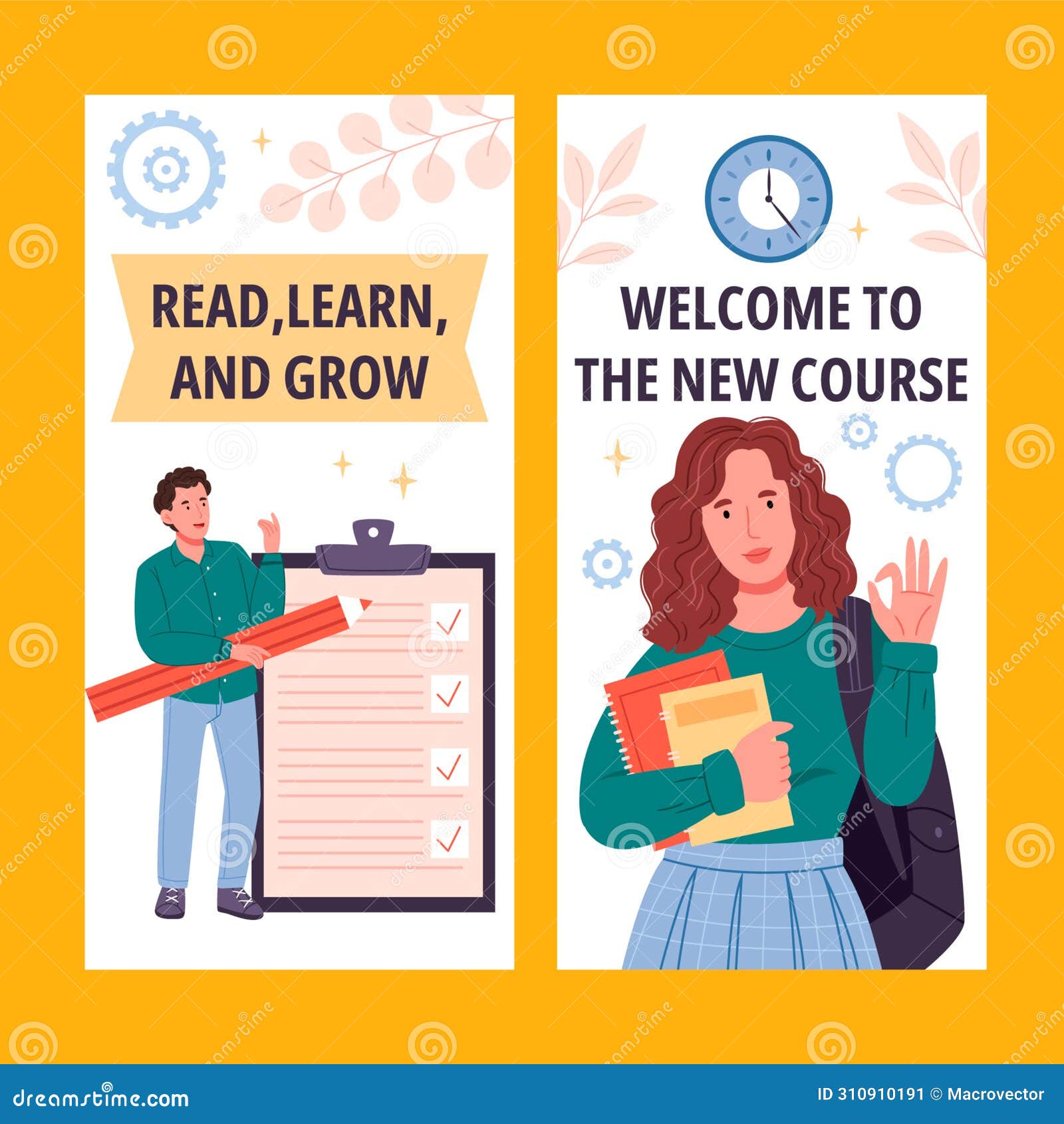 Hand Drawn Cartoon Exam Banner Set Stock Illustration - Illustration of ...