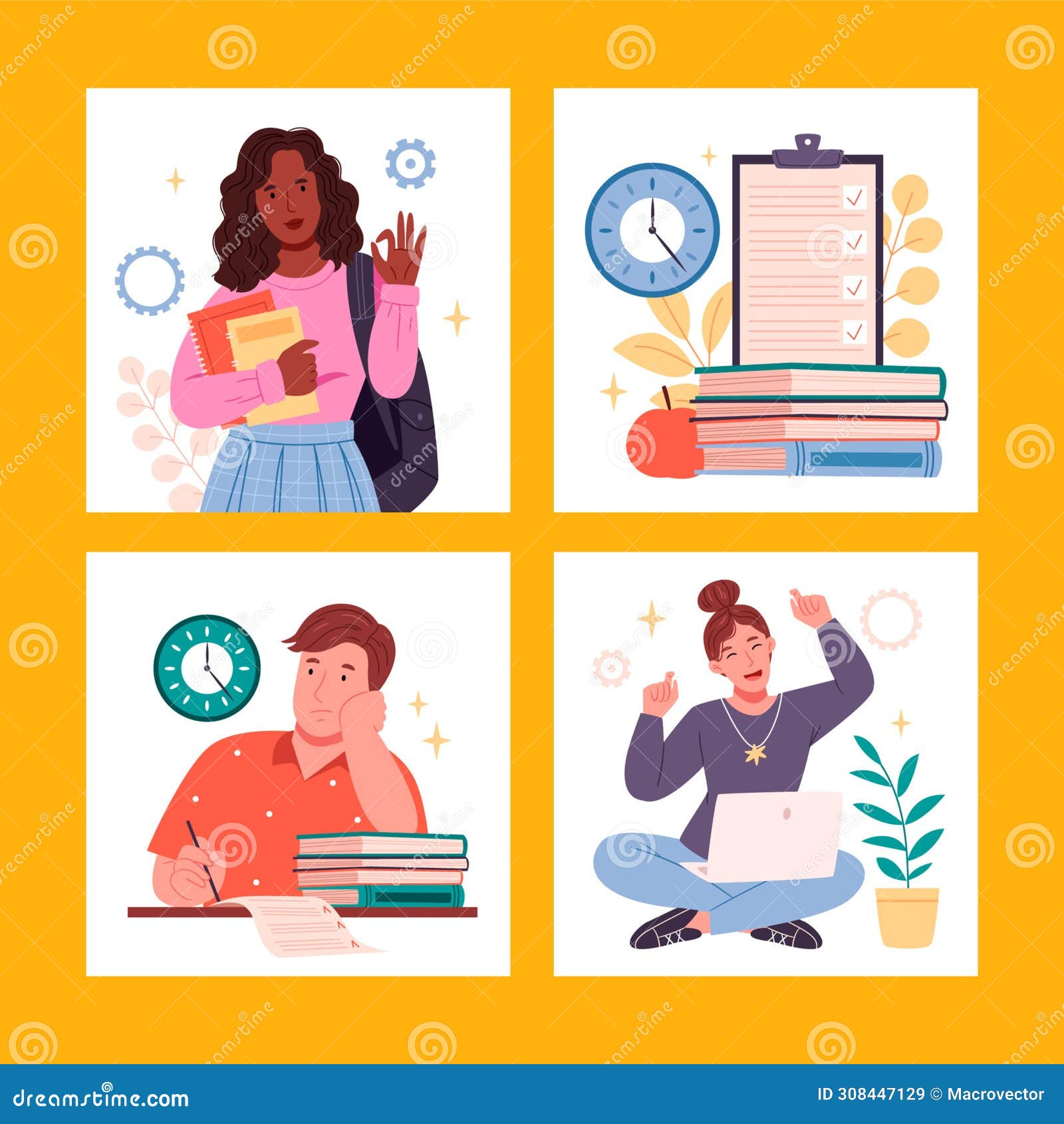 Hand Drawn Cartoon Exam Compositions Stock Illustration - Illustration ...