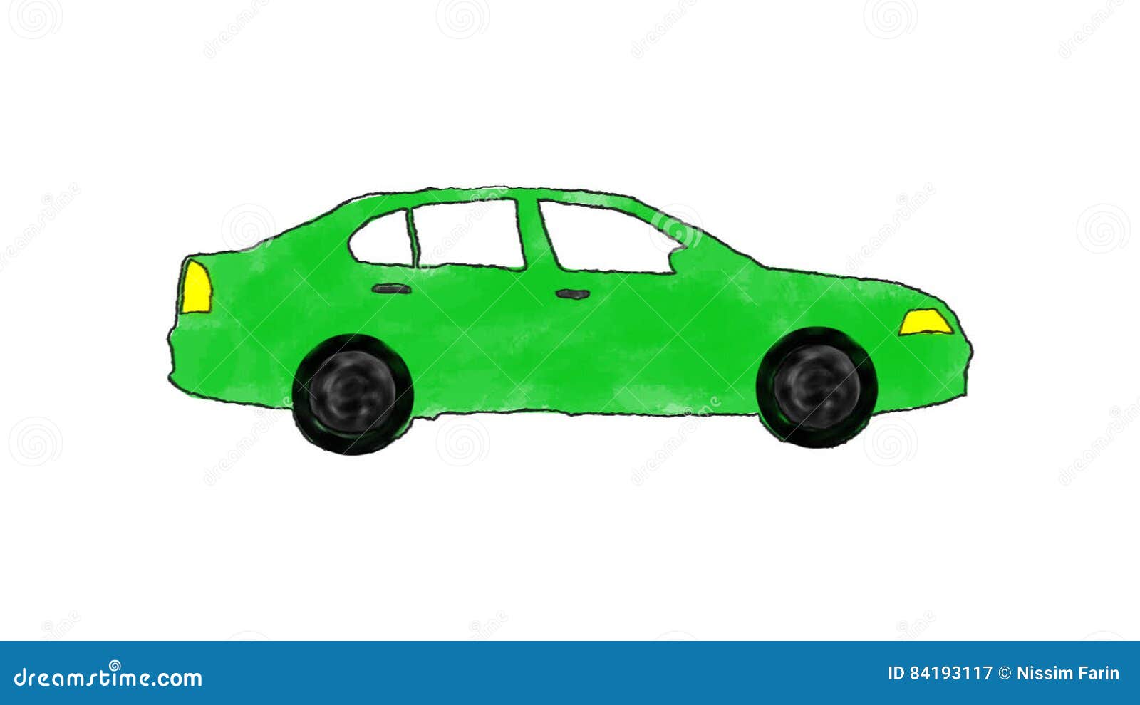 Hand Drawn Cartoon Green Car Driving in a Loop in Alpha Channel Stock ...