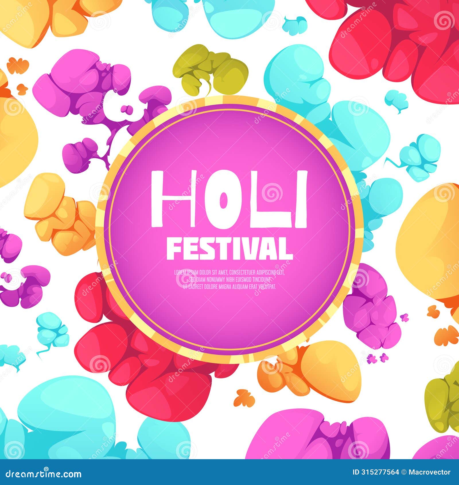 Hand Drawn Cartoon Holi Frame Stock Illustration - Illustration of ...