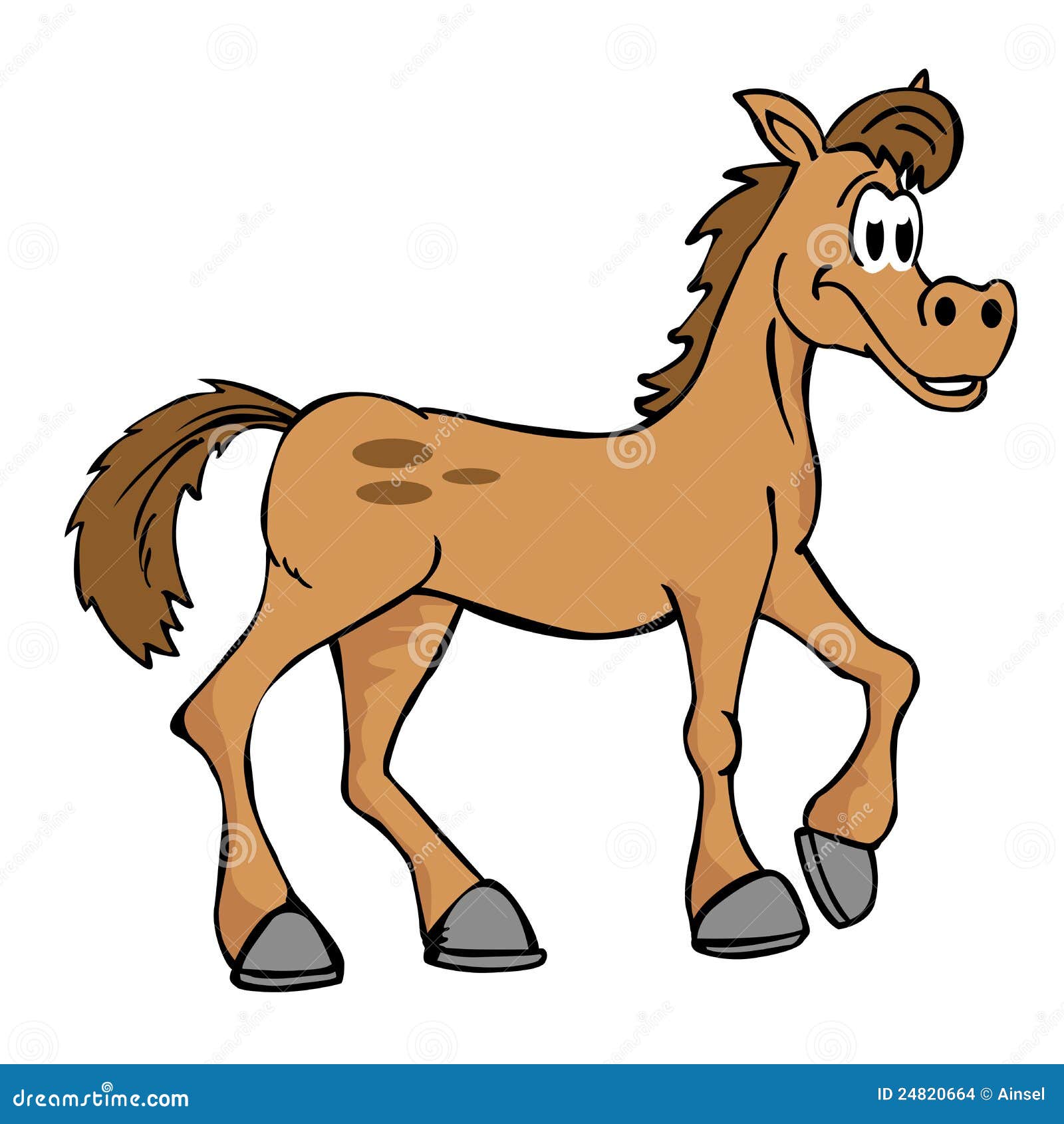 Hand Drawn Cartoon Horse Isolated on White Stock Illustration ...
