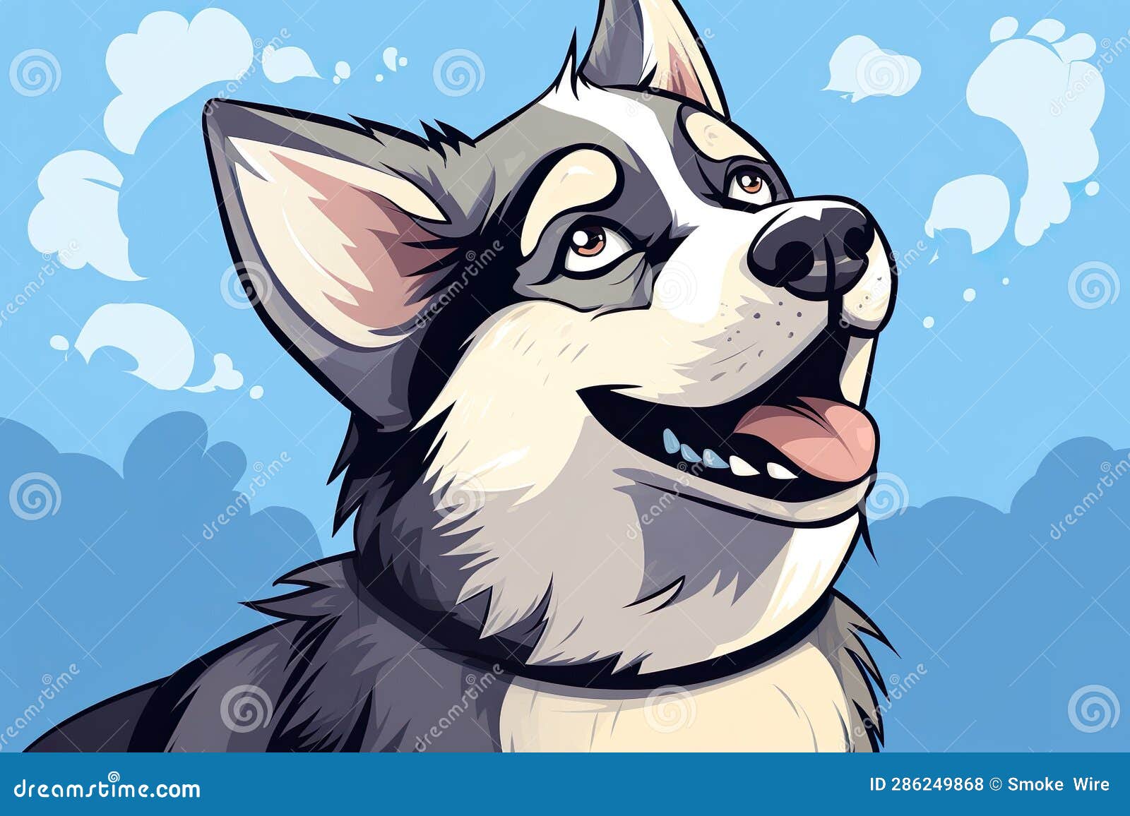 Hand Drawn Cartoon Husky Illustration Ai Generated Stock Illustration ...
