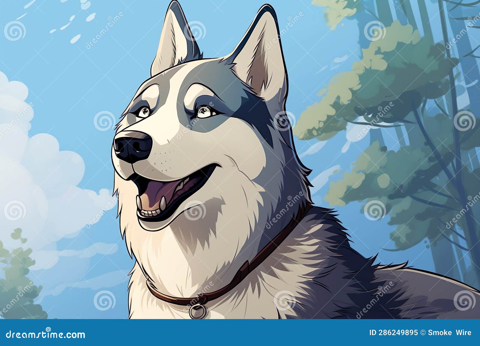 Hand Drawn Cartoon Husky Illustration Ai Generated Stock Illustration ...