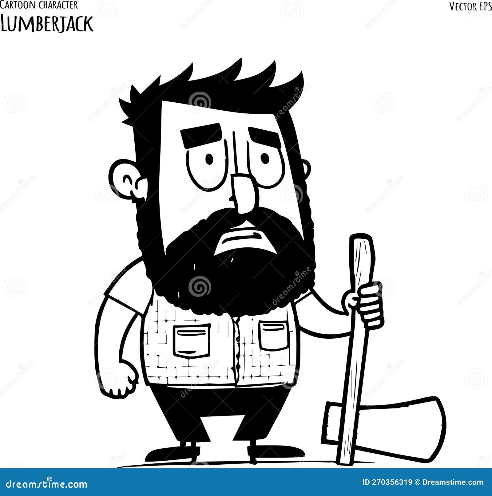 Hand Drawn Cartoon Illustration of Lumberjack. Vector Stock Vector ...