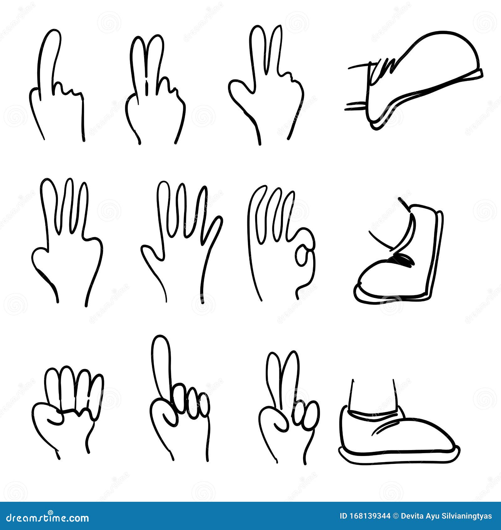 Hand Drawn Cartoon Legs and Hands Doodle Style 向量例证 - 插画 包括有 腋窝, 英尺 ...