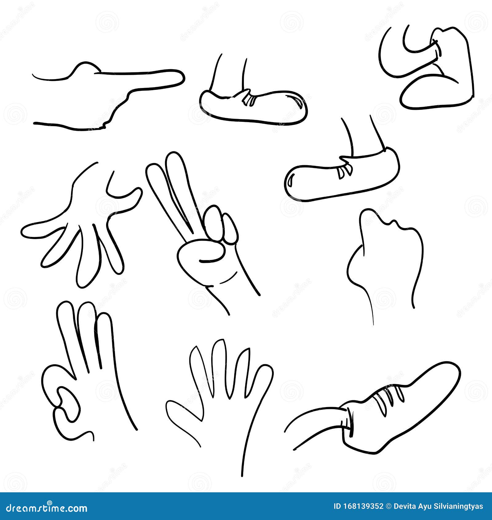 Hand Drawn Cartoon Legs and Hands Doodle Style Stock Vector ...