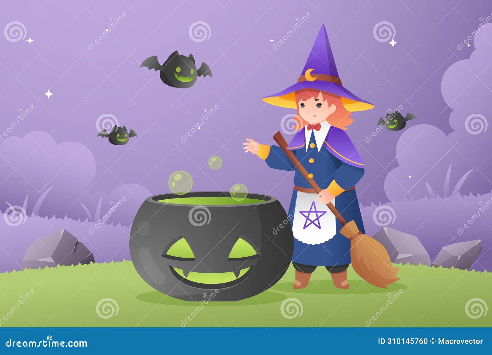 Hand Drawn Cartoon Magic and Witchcraft Composition Stock Illustration ...