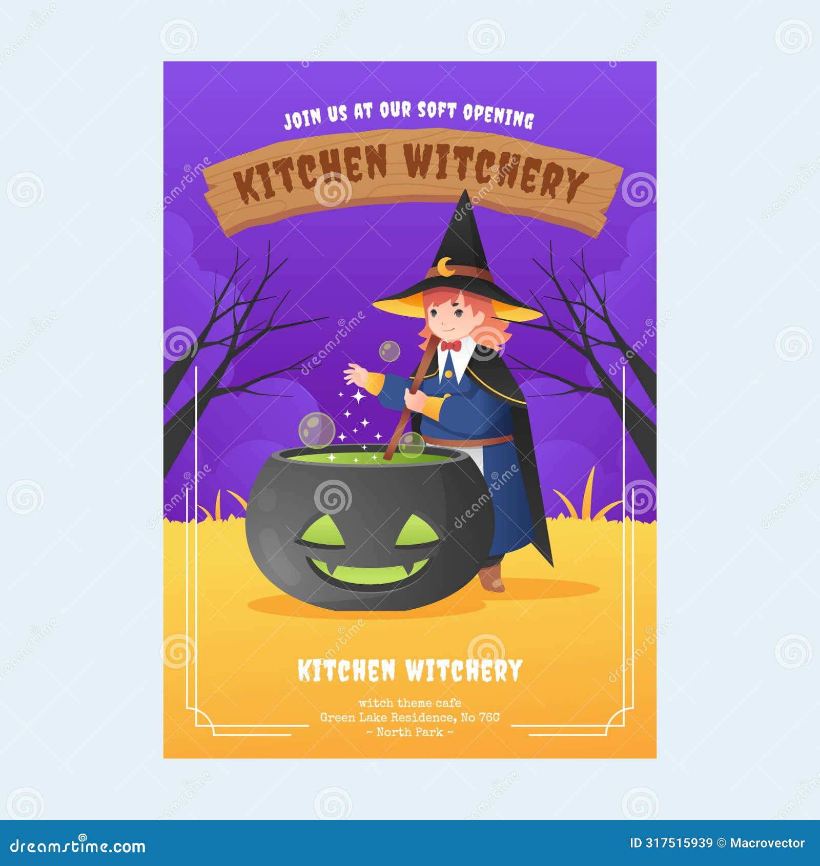Hand Drawn Cartoon Magic and Witchcraft Poster Stock Illustration ...