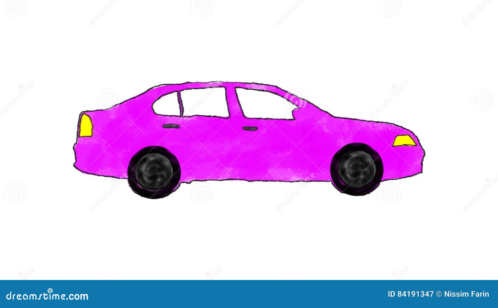 Hand Drawn Cartoon Pink Car Driving in a Loop in Alpha Channel Stock ...