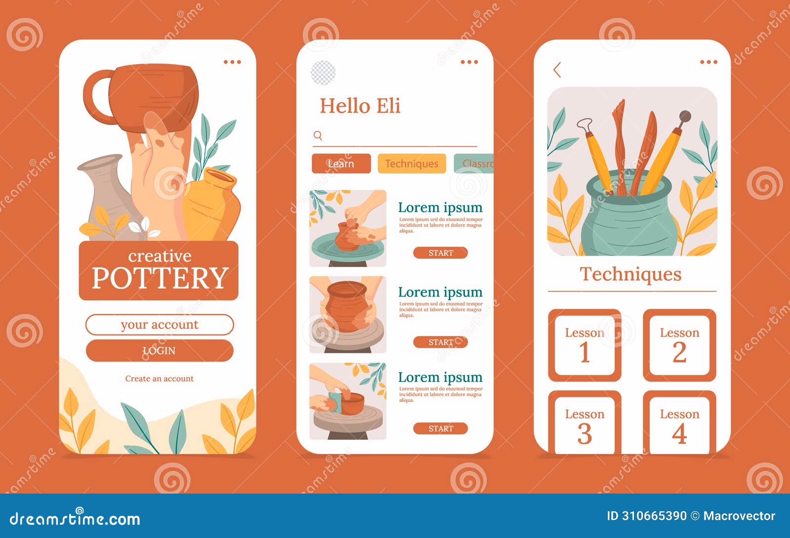 Hand Drawn Cartoon Pottery App Design Stock Illustration - Illustration ...