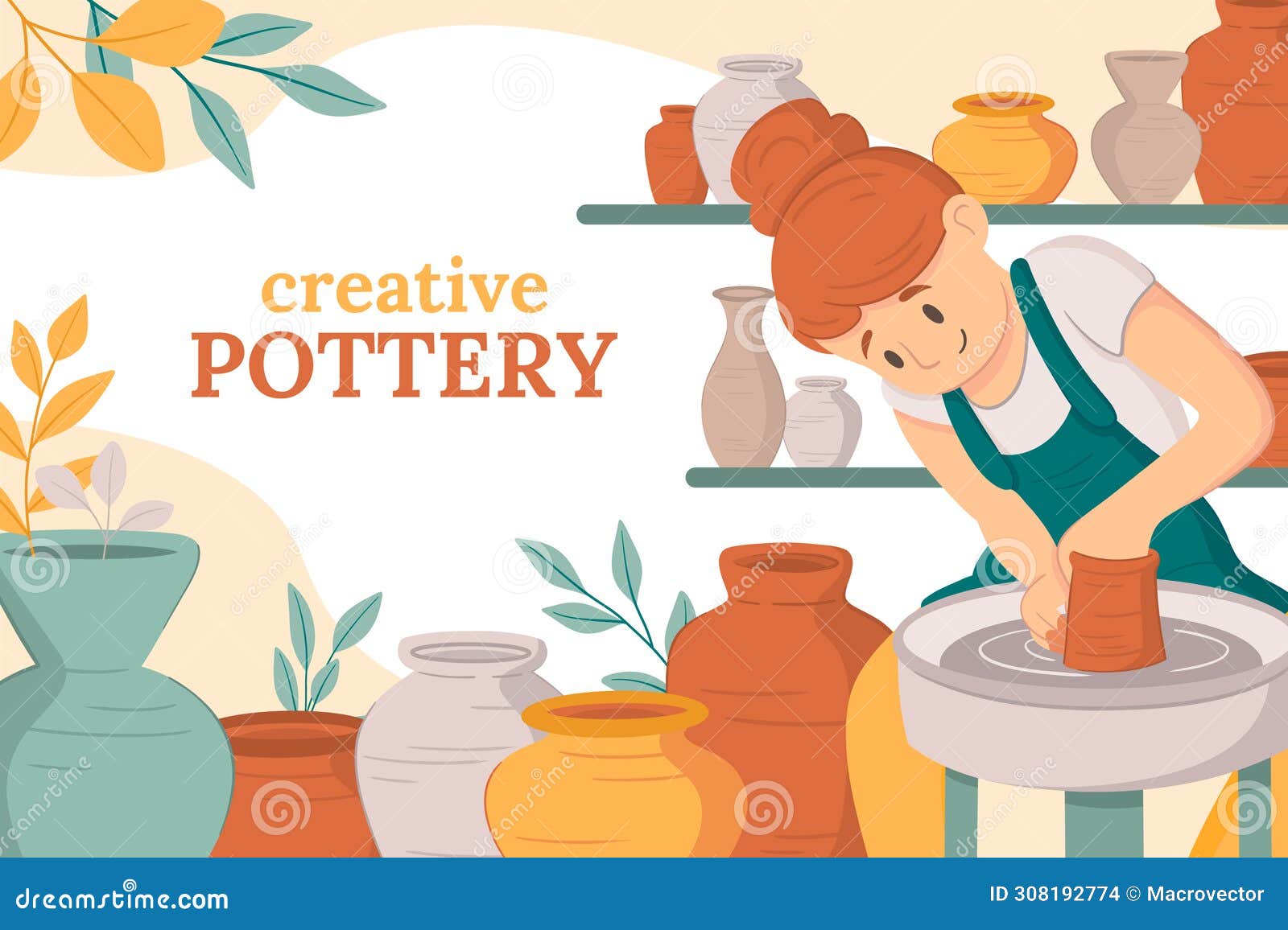 Hand Drawn Cartoon Pottery Background Stock Illustration - Illustration ...