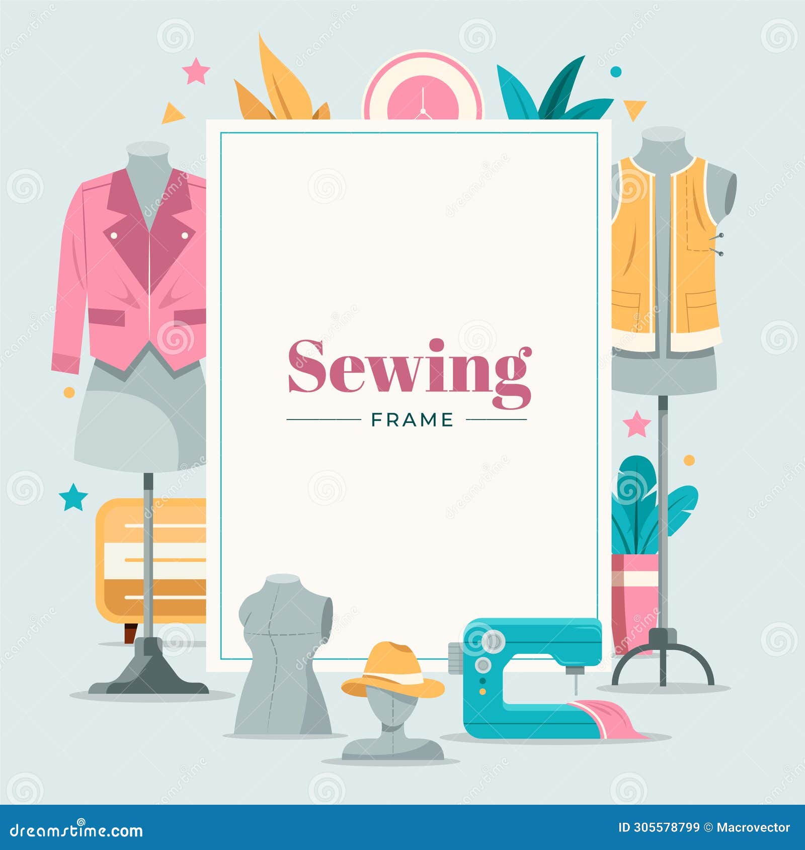 Hand Drawn Cartoon Sewing Frame Stock Illustration - Illustration of ...