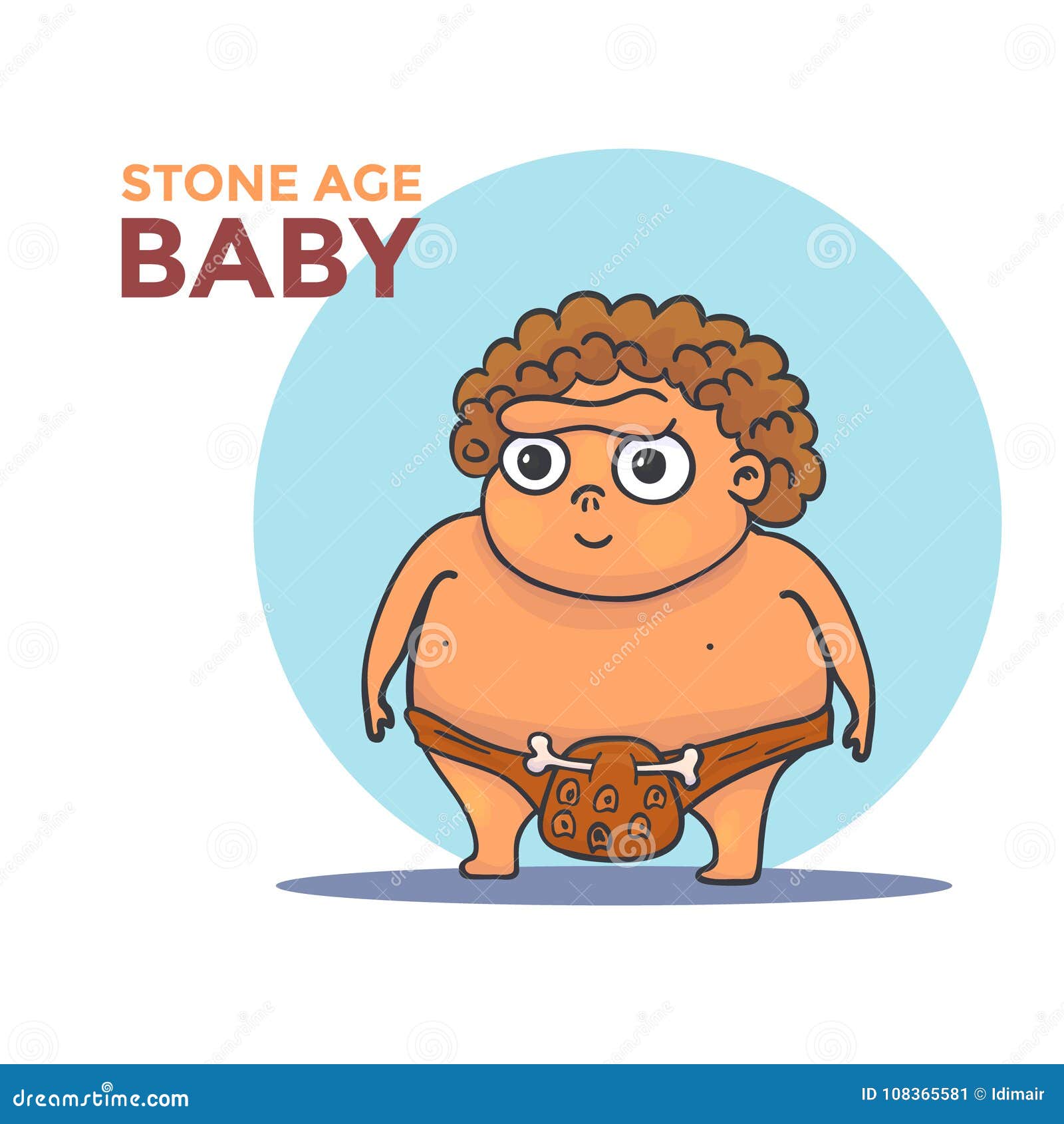 Hand Drawn Cartoon Stone Age Baby. Vector Stock Vector - Illustration ...