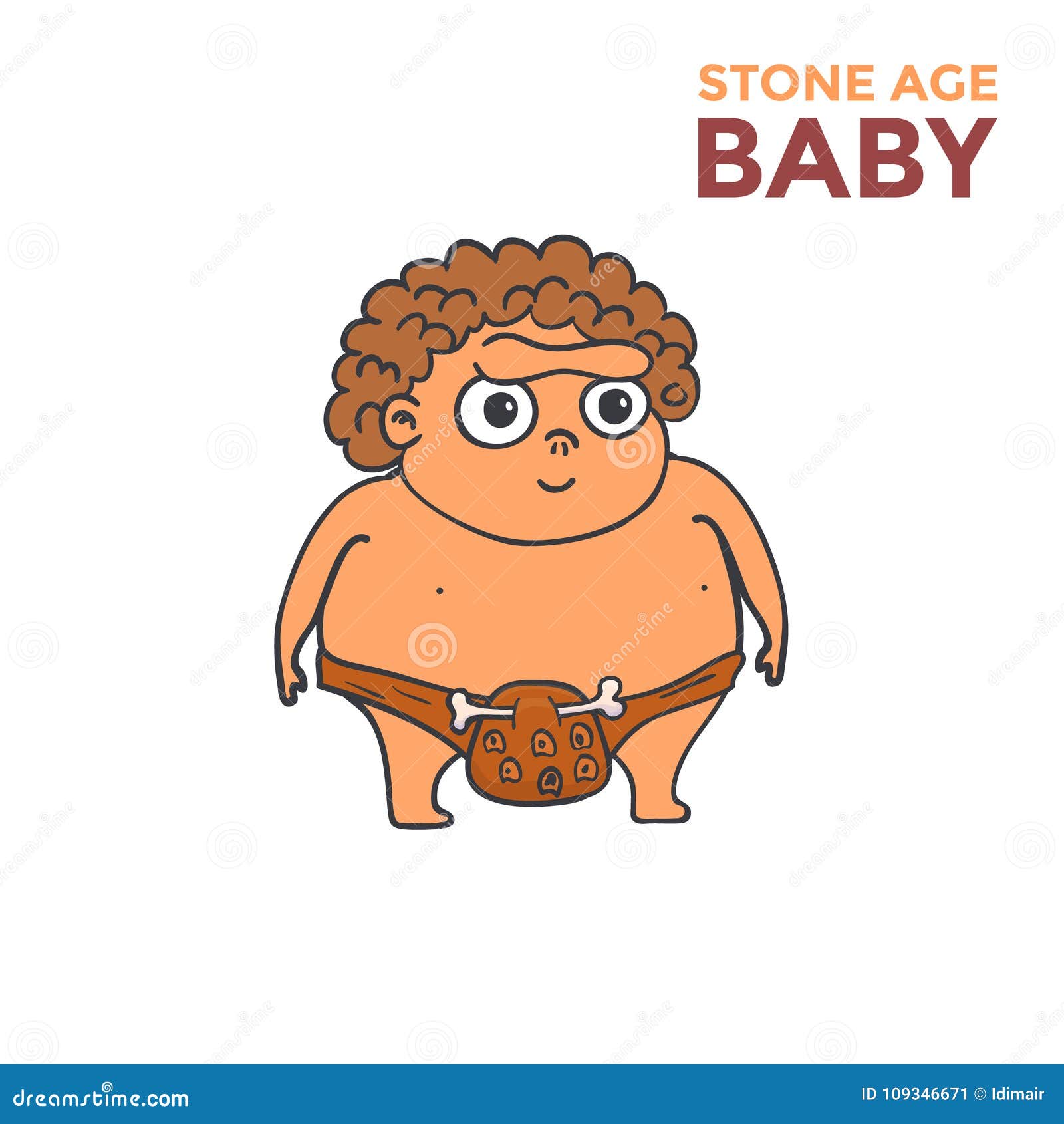 Hand Drawn Cartoon Stone Age Baby. Vector Stock Illustration ...