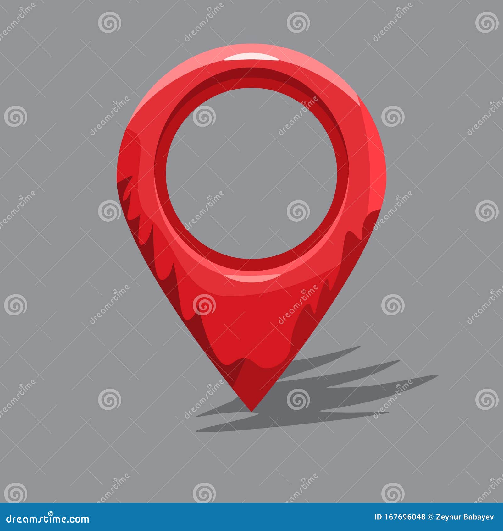 Hand Drawn Cartoon Style Map Pin. Flat and Solid Vector Illustration ...