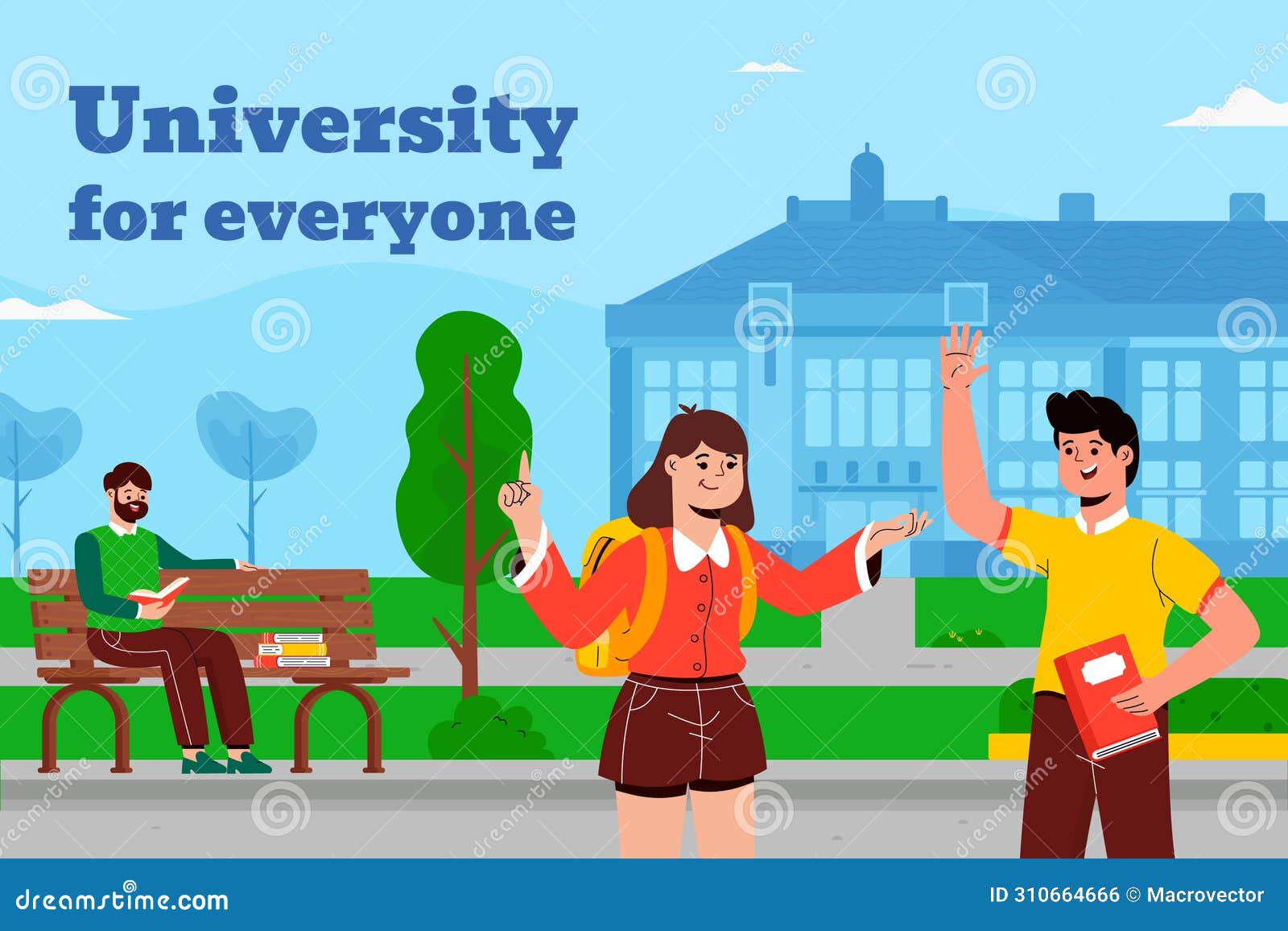 Hand Drawn Cartoon University Composition Stock Illustration ...