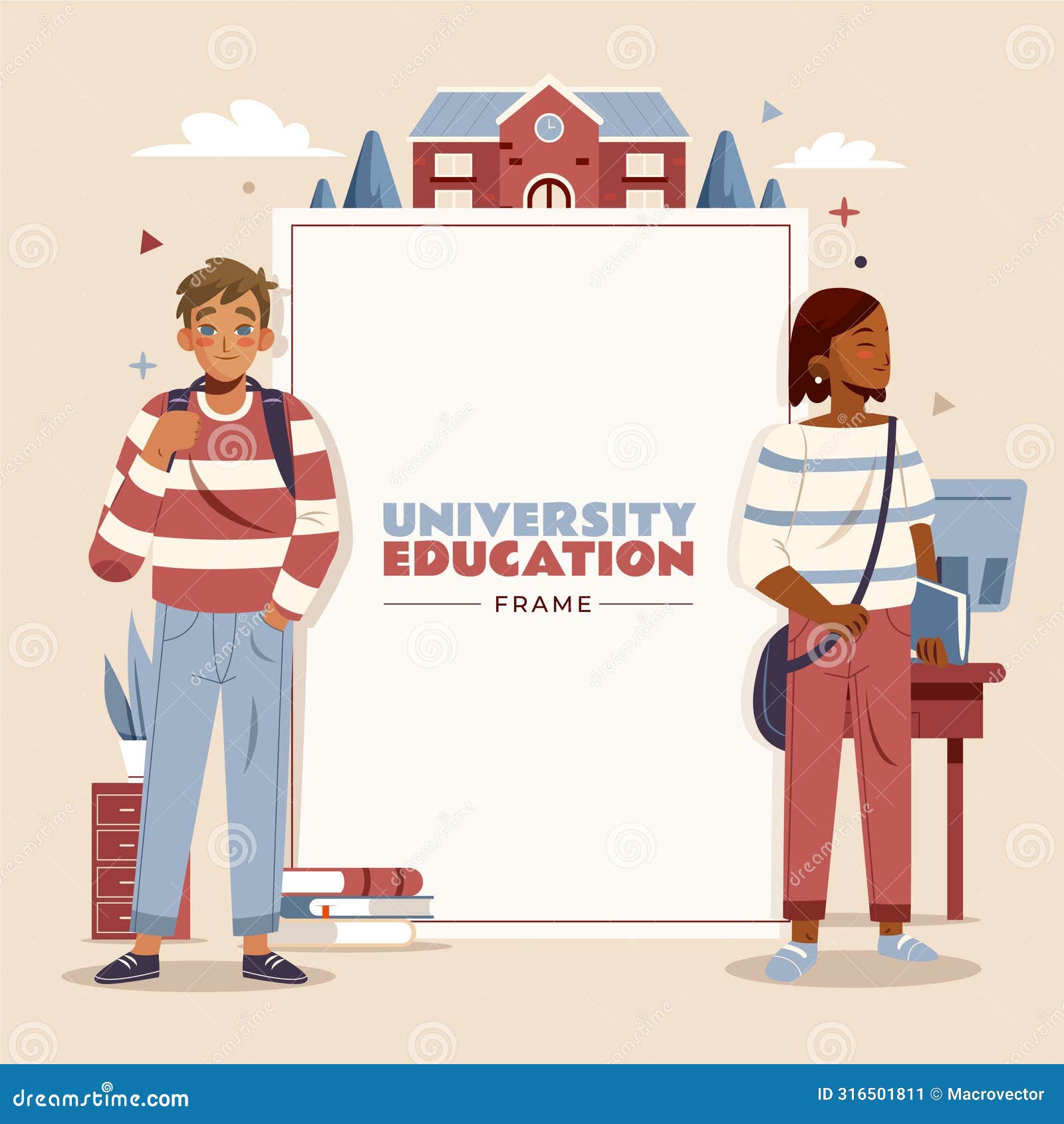 Hand Drawn Cartoon University Education Frame Stock Illustration ...