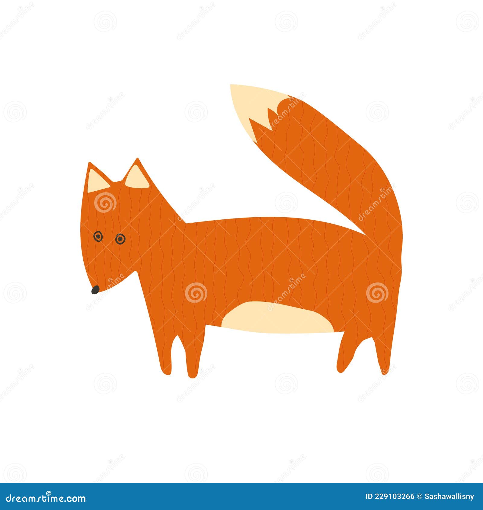 Hand Drawn Cartoon Vector Illustration Set of Cute Orange Fox. Isolated ...