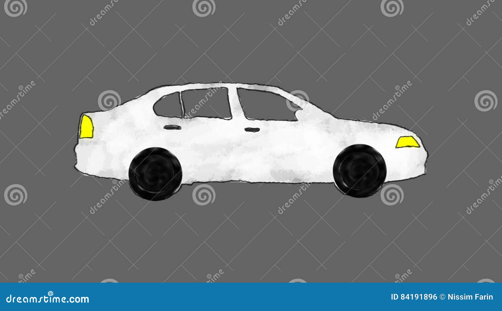 Hand Drawn Cartoon White Car Driving in a Loop in Alpha Channel Stock ...