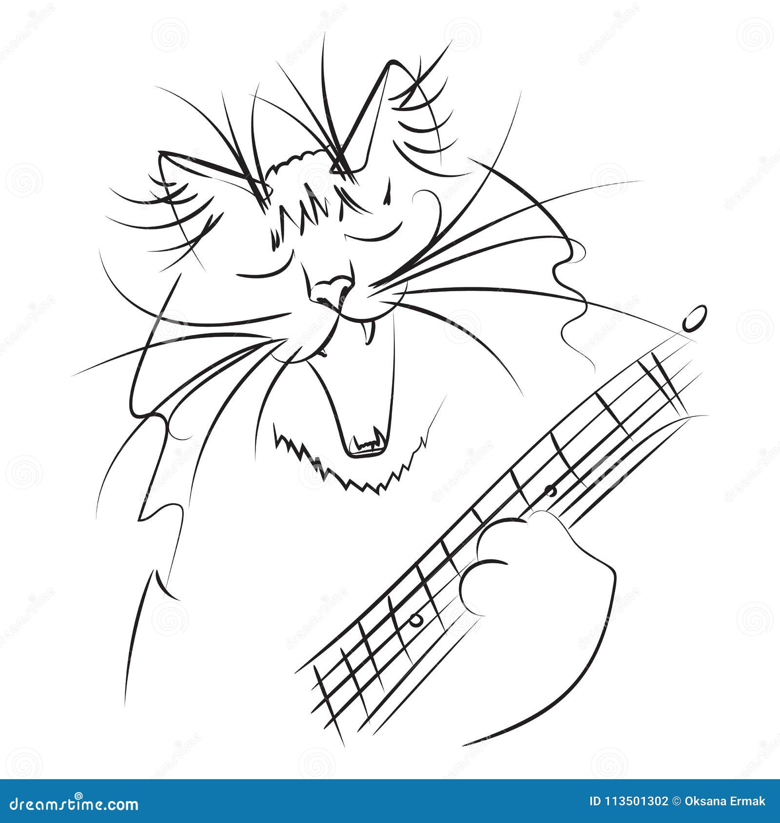 Hand Drawn Cat stock vector. Illustration of kitten - 113501302